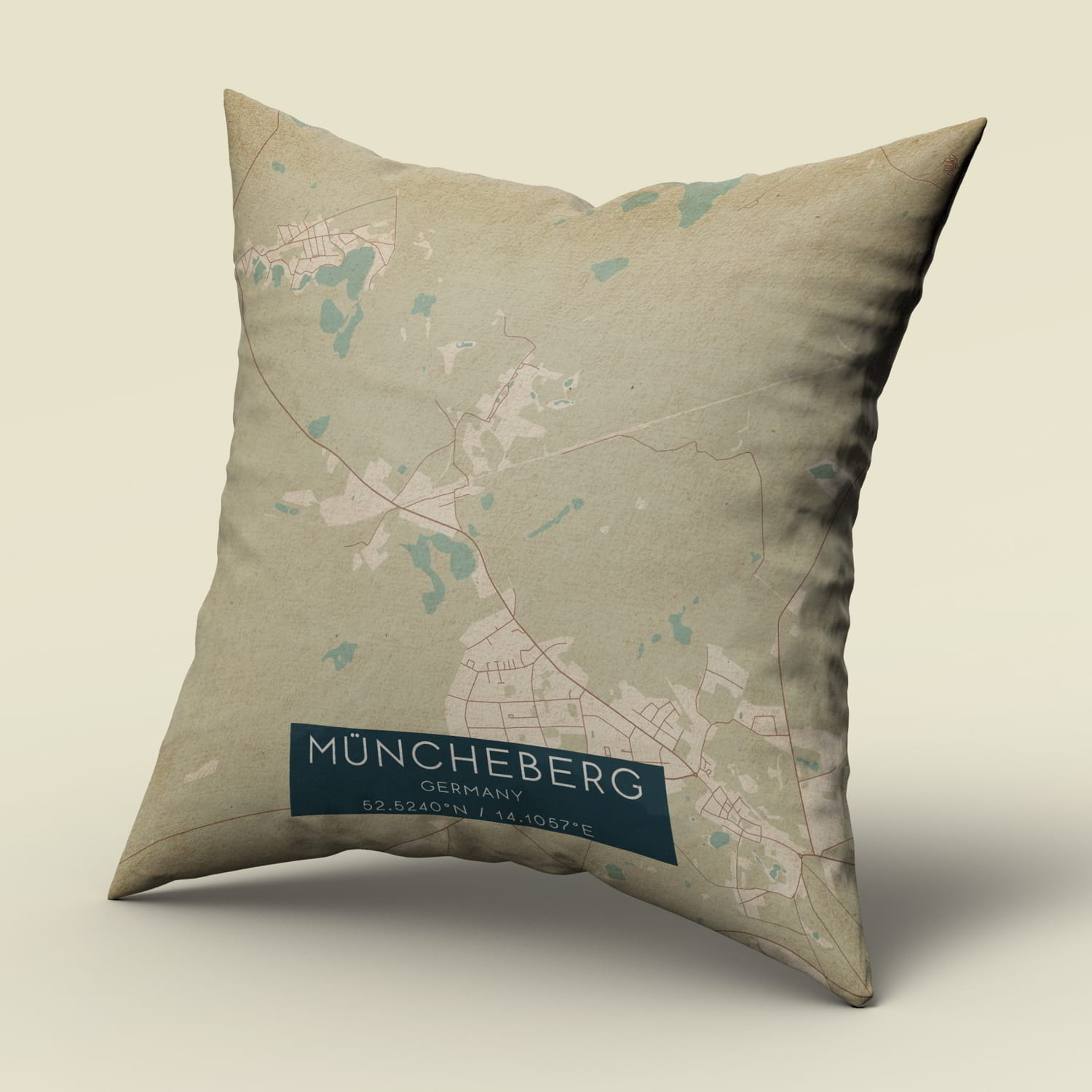 Vintage Muncheberg Germany Map Pillow, Custom Double Sided Pillow ...