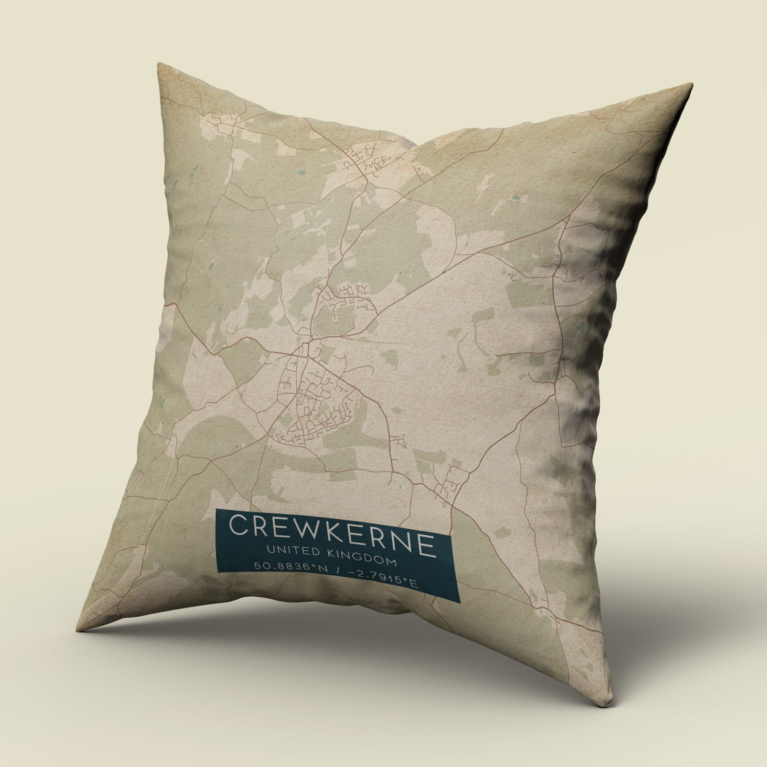 Vintage Crewkerne United Kingdom Map Pillow, Custom Double Sided Pillow ...