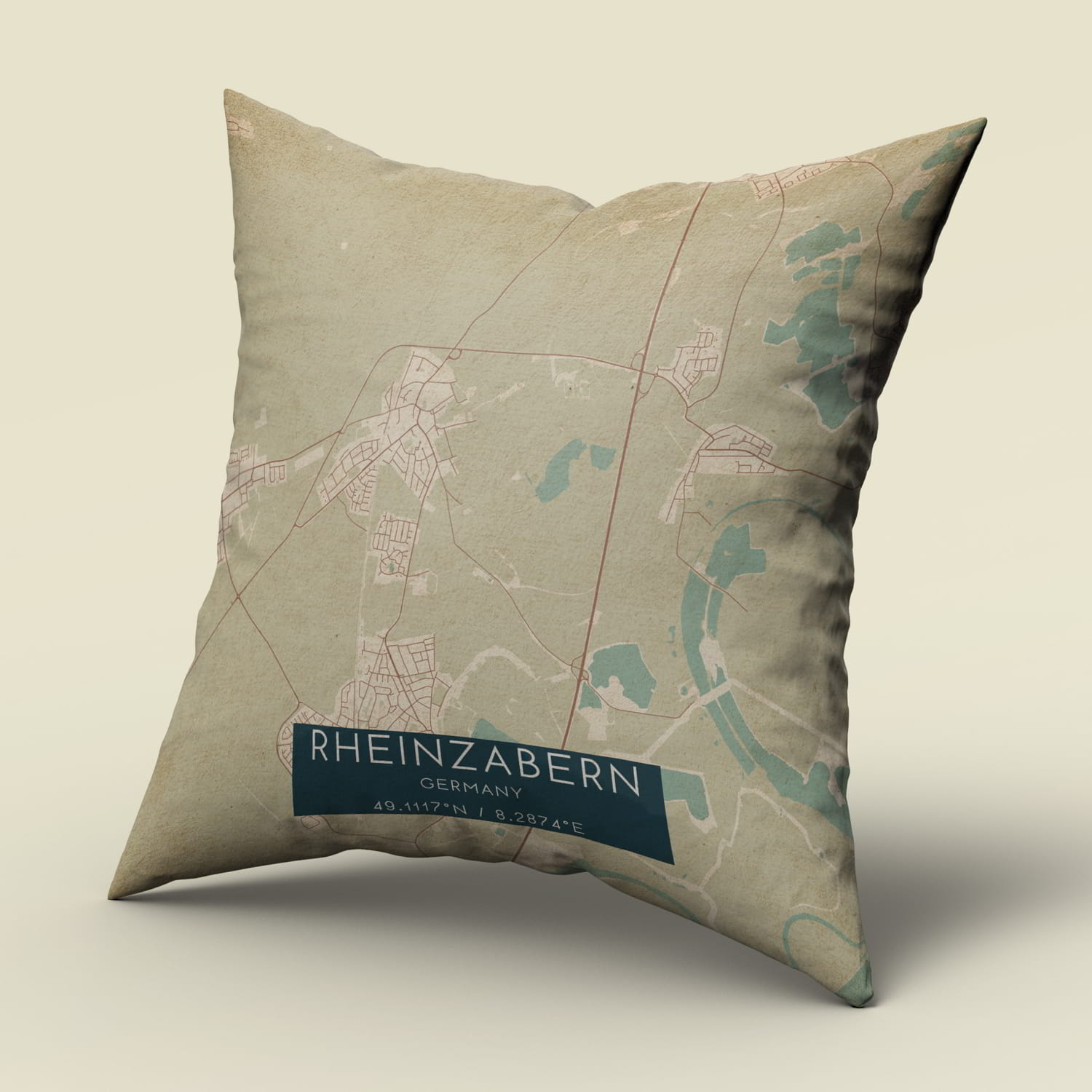 Vintage Rheinzabern Germany Map Pillow, Custom Double Sided Pillow ...