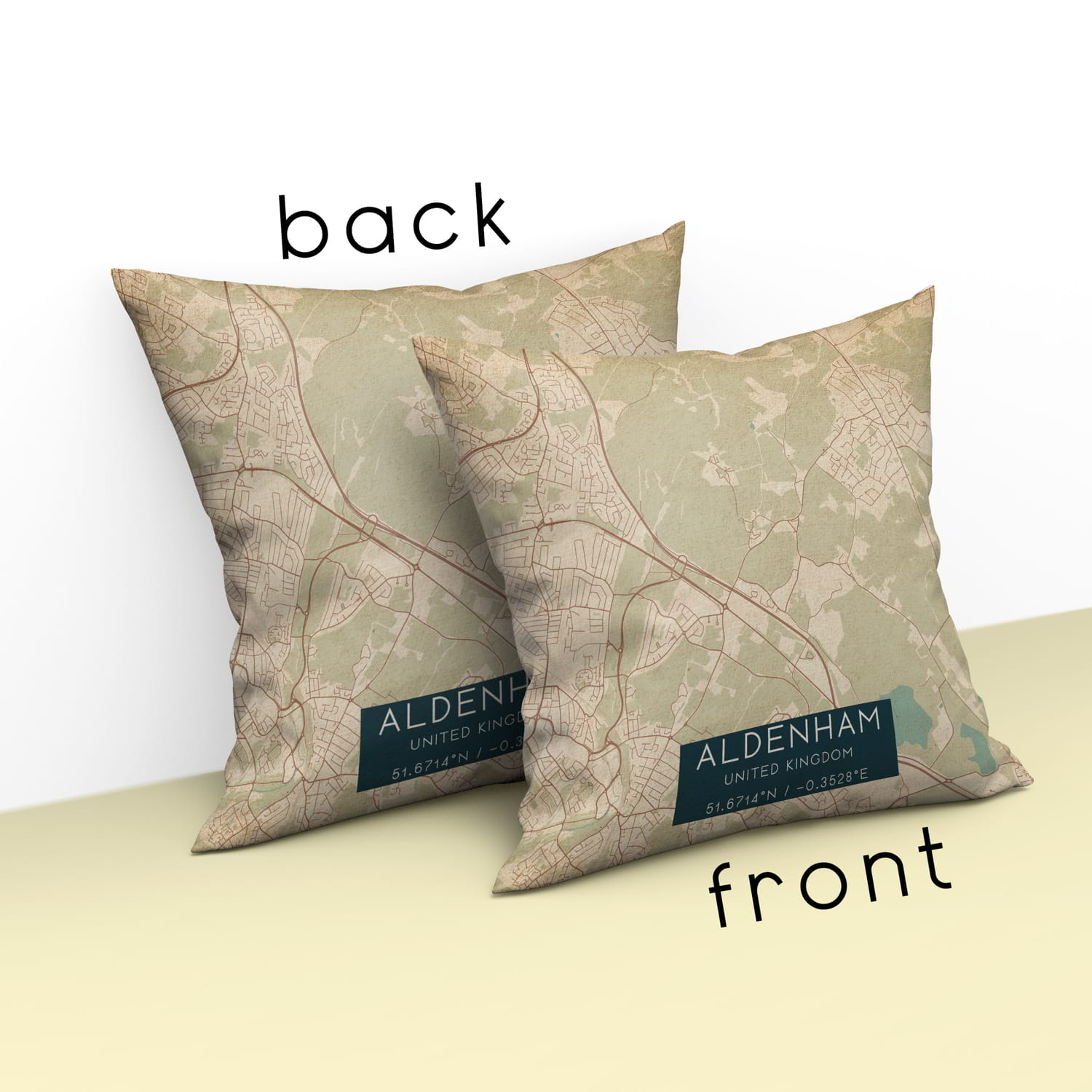 Vintage Aldenham United Kingdom Map Pillow, Custom Double Sided Pillow ...
