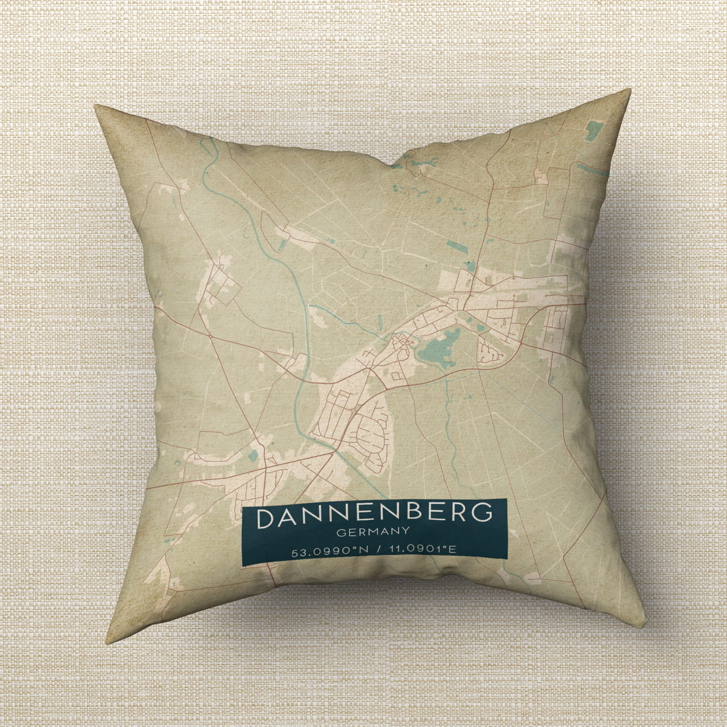 Vintage Dannenberg Germany Map Pillow, Custom Double Sided Pillow ...