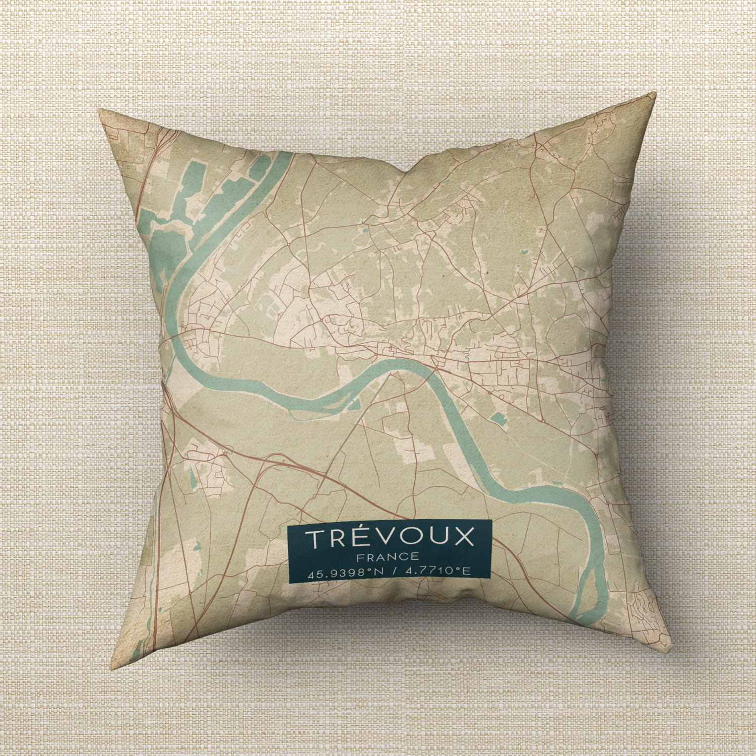 Vintage Trevoux France Map Pillow, Custom Double Sided Pillow - Custom ...