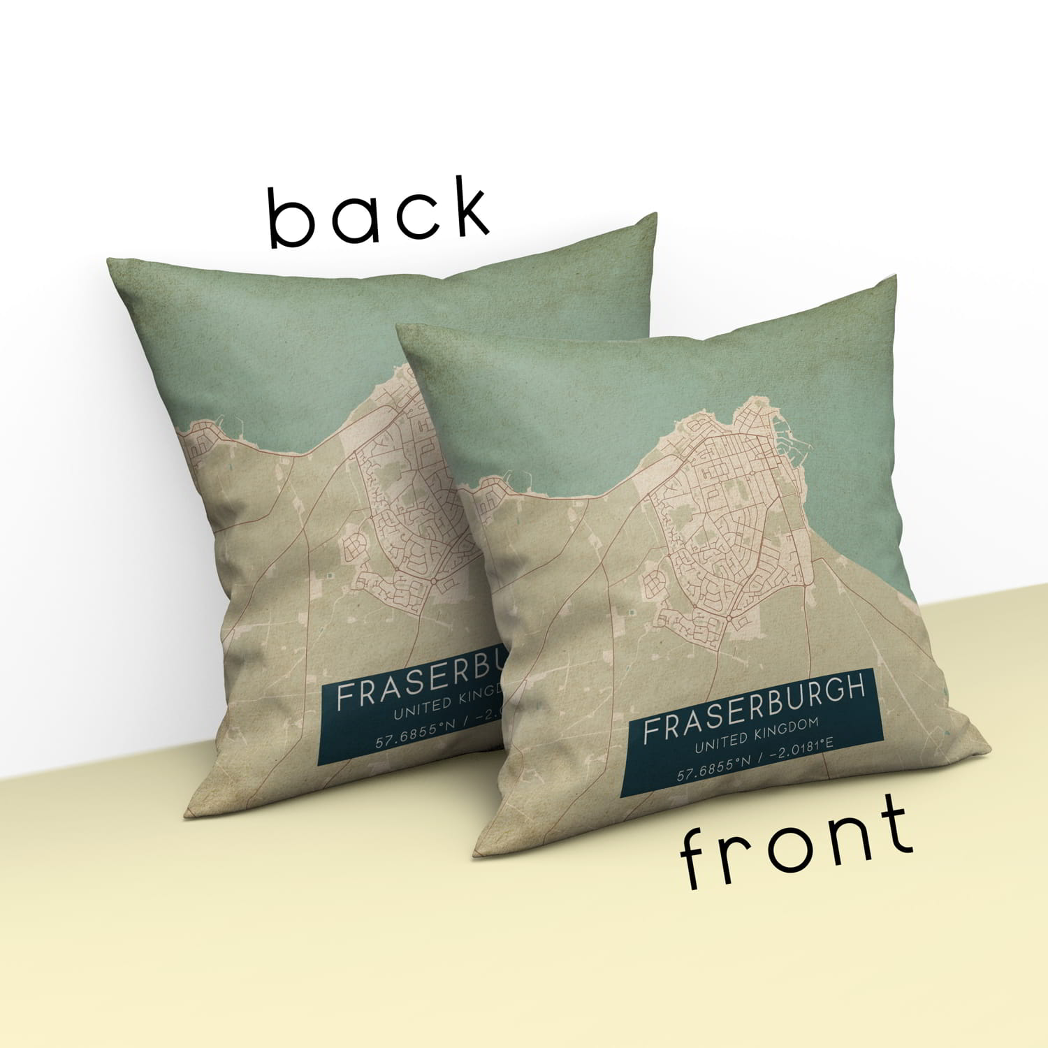 Vintage Fraserburgh United Kingdom Map Pillow, Custom Double Sided ...