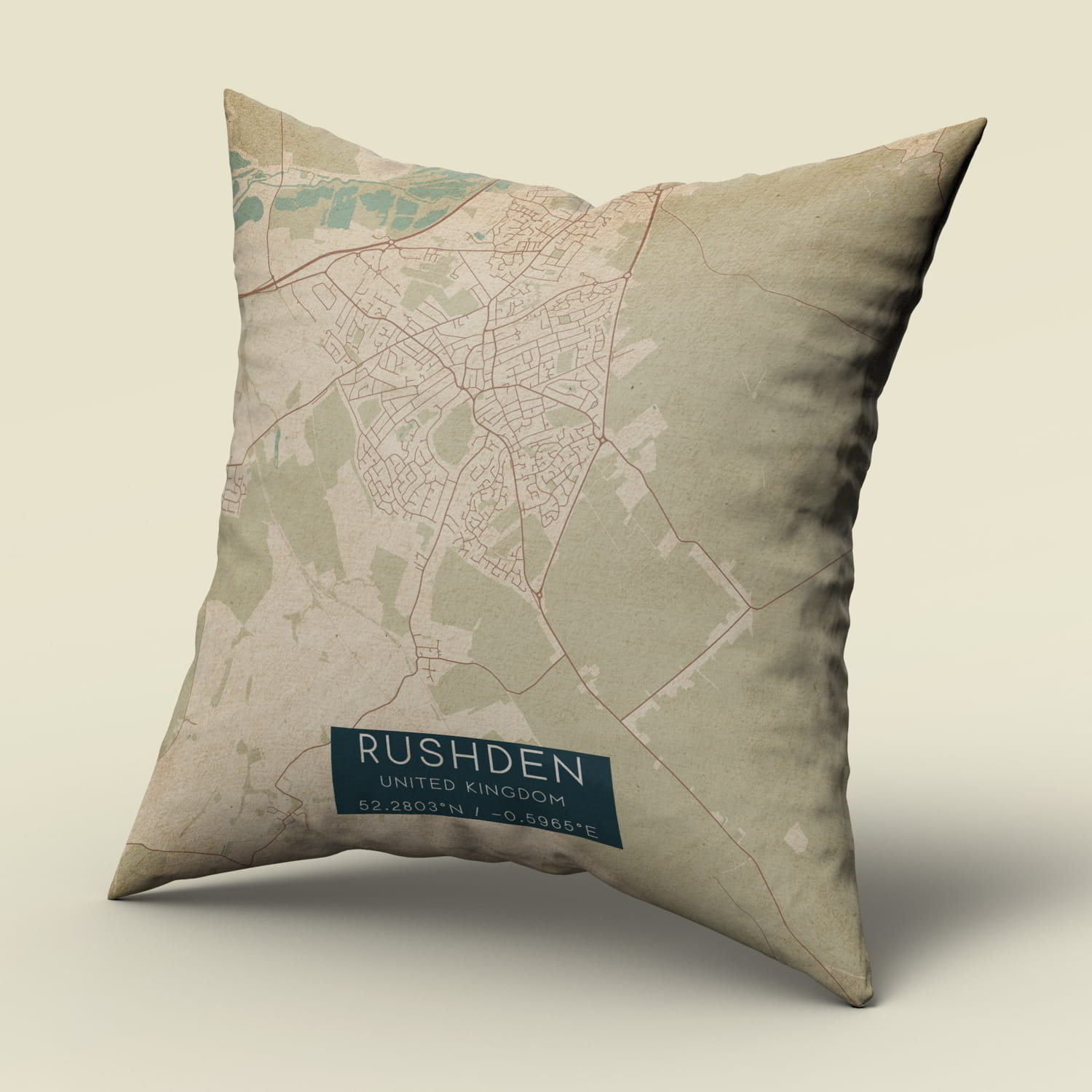 Vintage Rushden United Kingdom Map Pillow, Custom Double Sided Pillow ...
