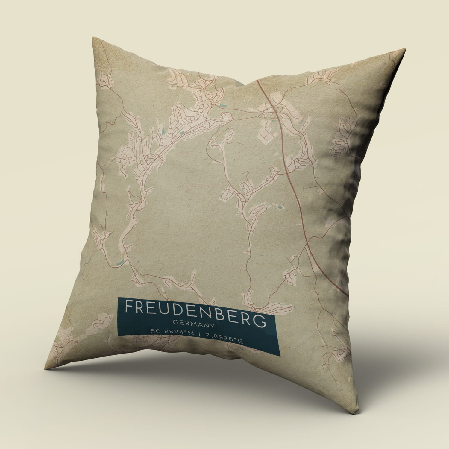 Vintage Freudenberg Germany Map Pillow, Custom Double Sided Pillow ...