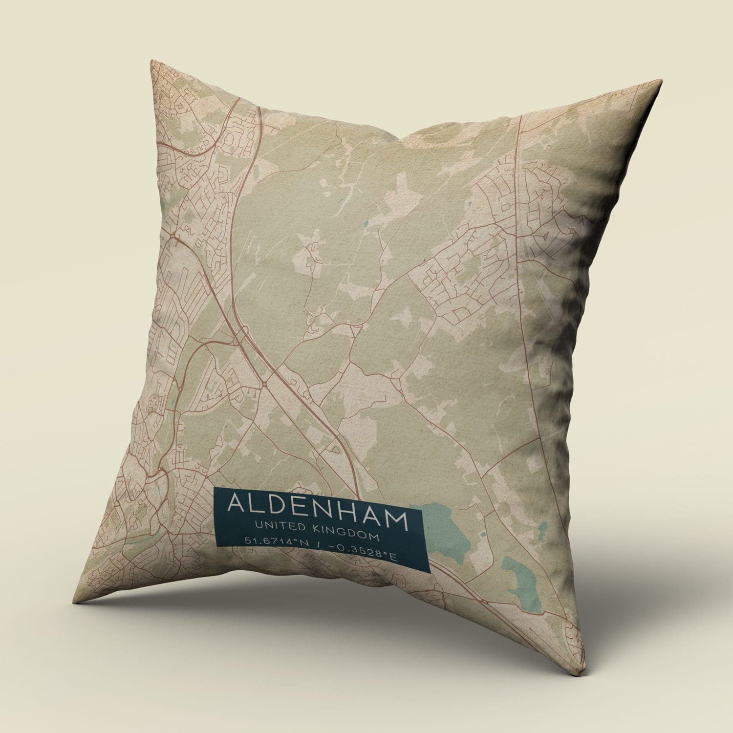 Vintage Aldenham United Kingdom Map Pillow, Custom Double Sided Pillow ...