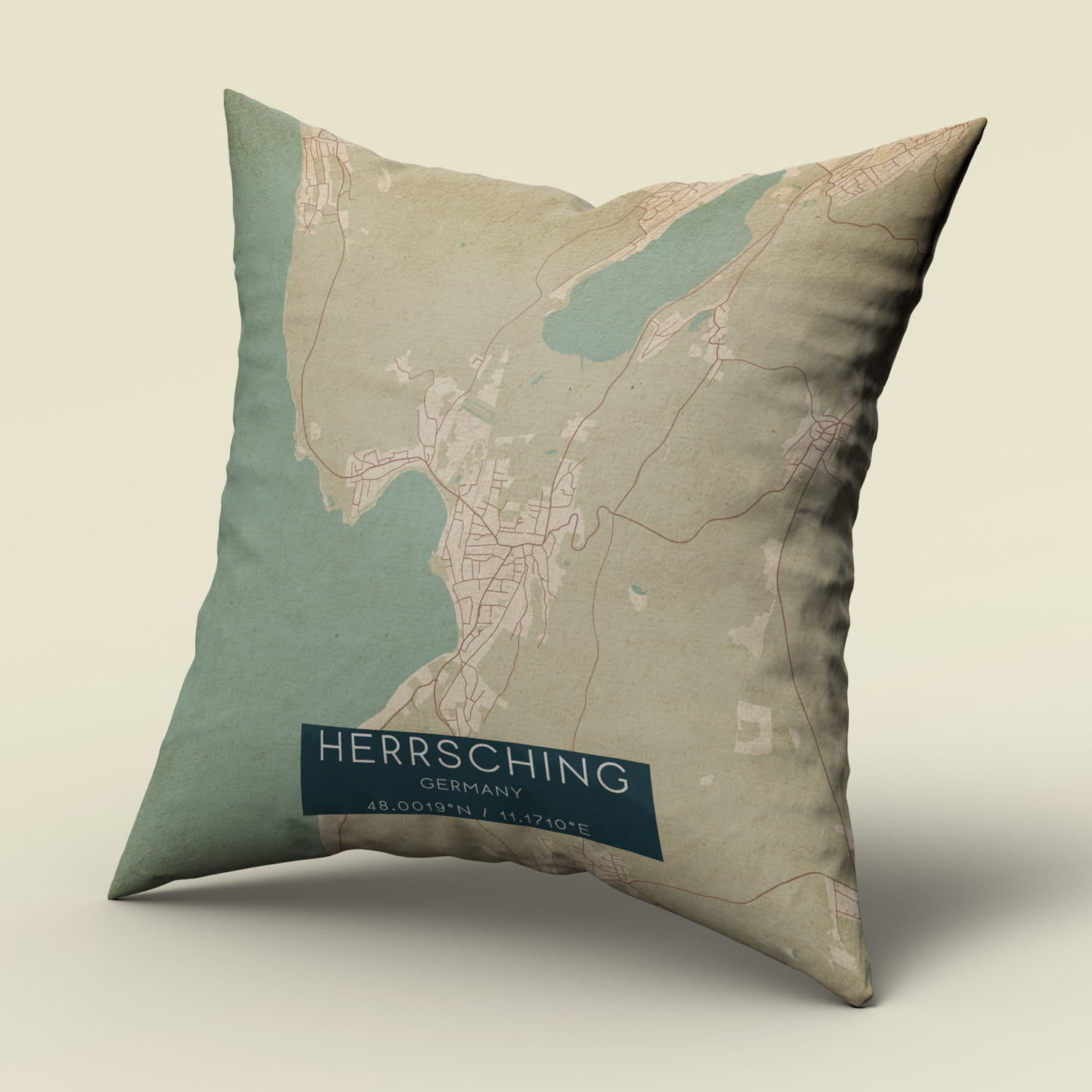 Vintage Herrsching am Ammersee Germany Map Pillow, Custom Double Sided ...