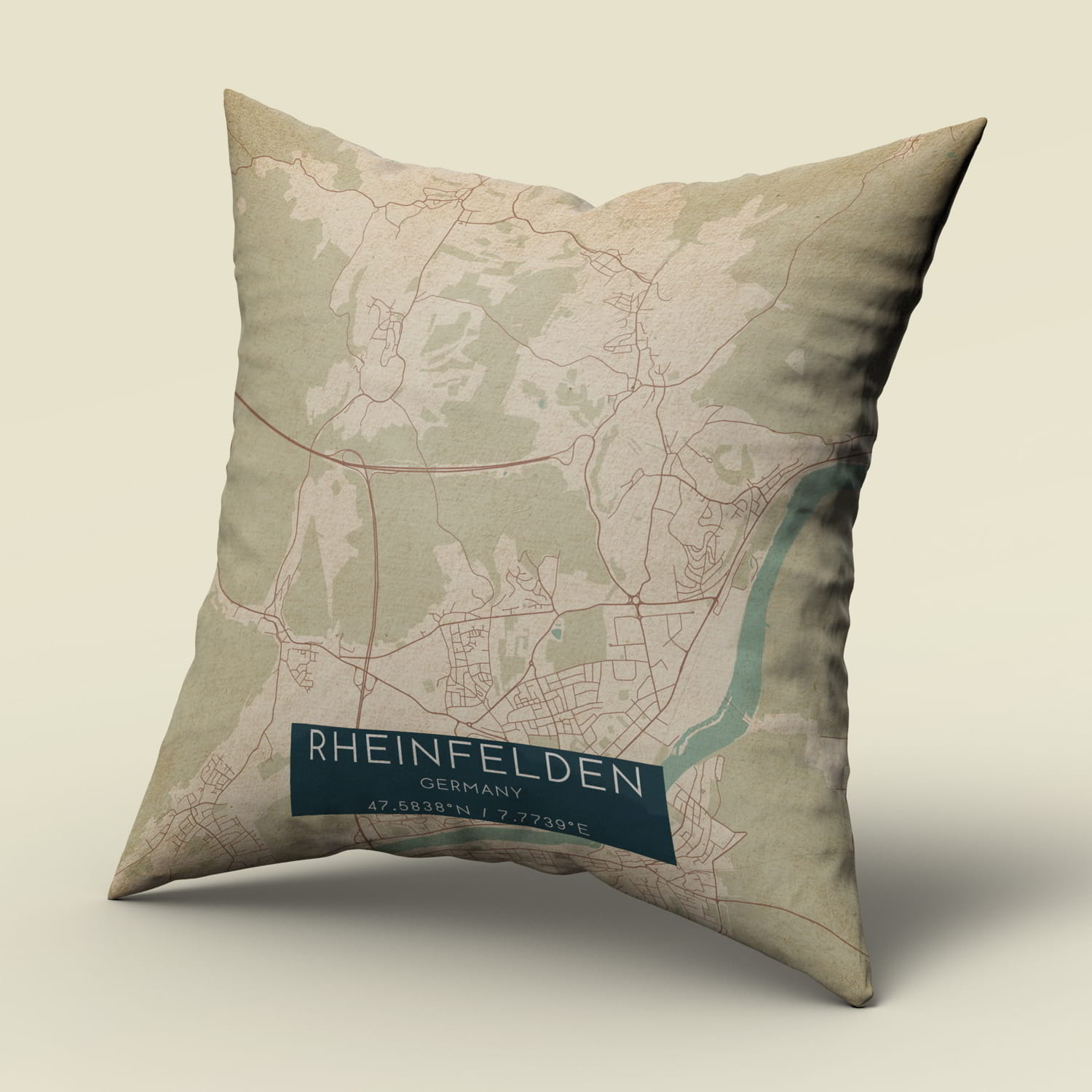 Vintage Rheinfelden (Baden) Germany Map Pillow, Custom Double Sided ...