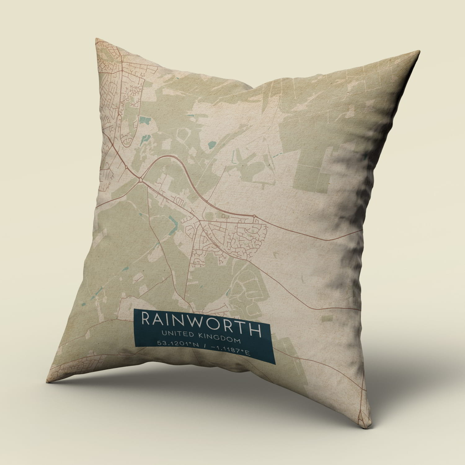 Vintage Rainworth United Kingdom Map Pillow, Custom Double Sided Pillow ...