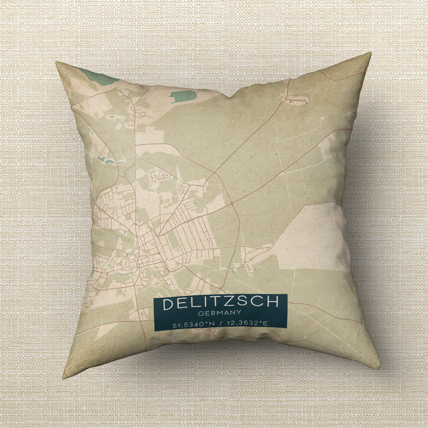 Vintage Delitzsch Germany Map Pillow, Custom Double Sided Pillow ...