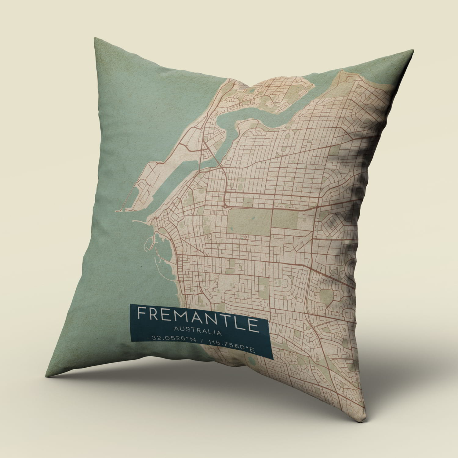 Vintage Fremantle Australia Map Pillow, Custom Double Sided Pillow ...