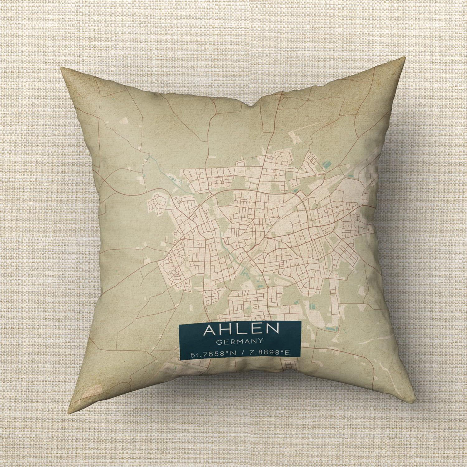 Vintage Ahlen Germany Map Pillow, Custom Double Sided Pillow - Custom ...
