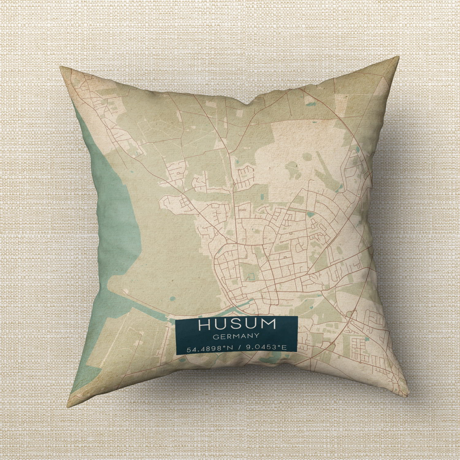 Vintage Husum Germany Map Pillow, Custom Double Sided Pillow - Custom ...