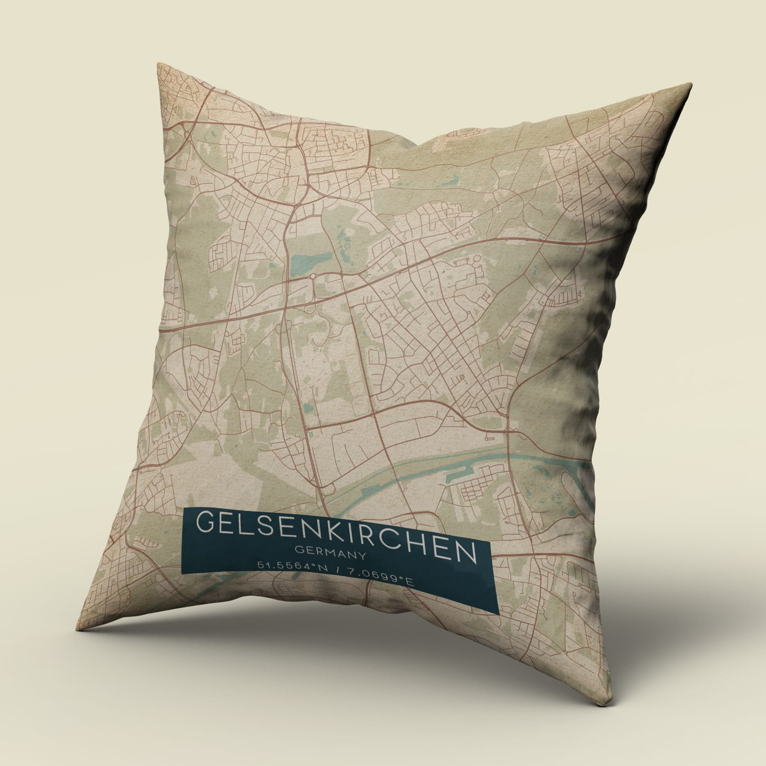 Vintage Gelsenkirchen Germany Map Pillow, Custom Double Sided Pillow ...