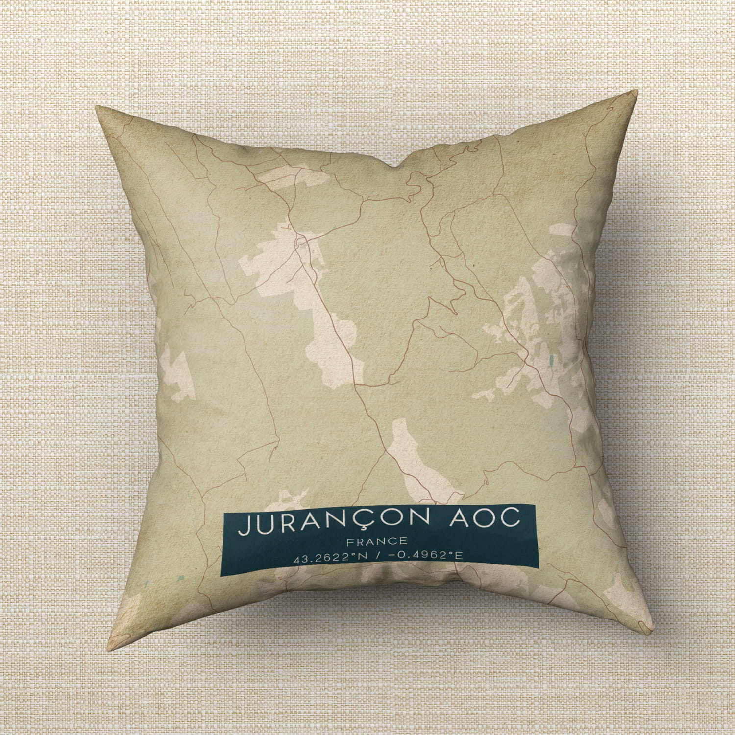 Vintage Jurancon France Map Pillow, Custom Double Sided Pillow - Custom ...