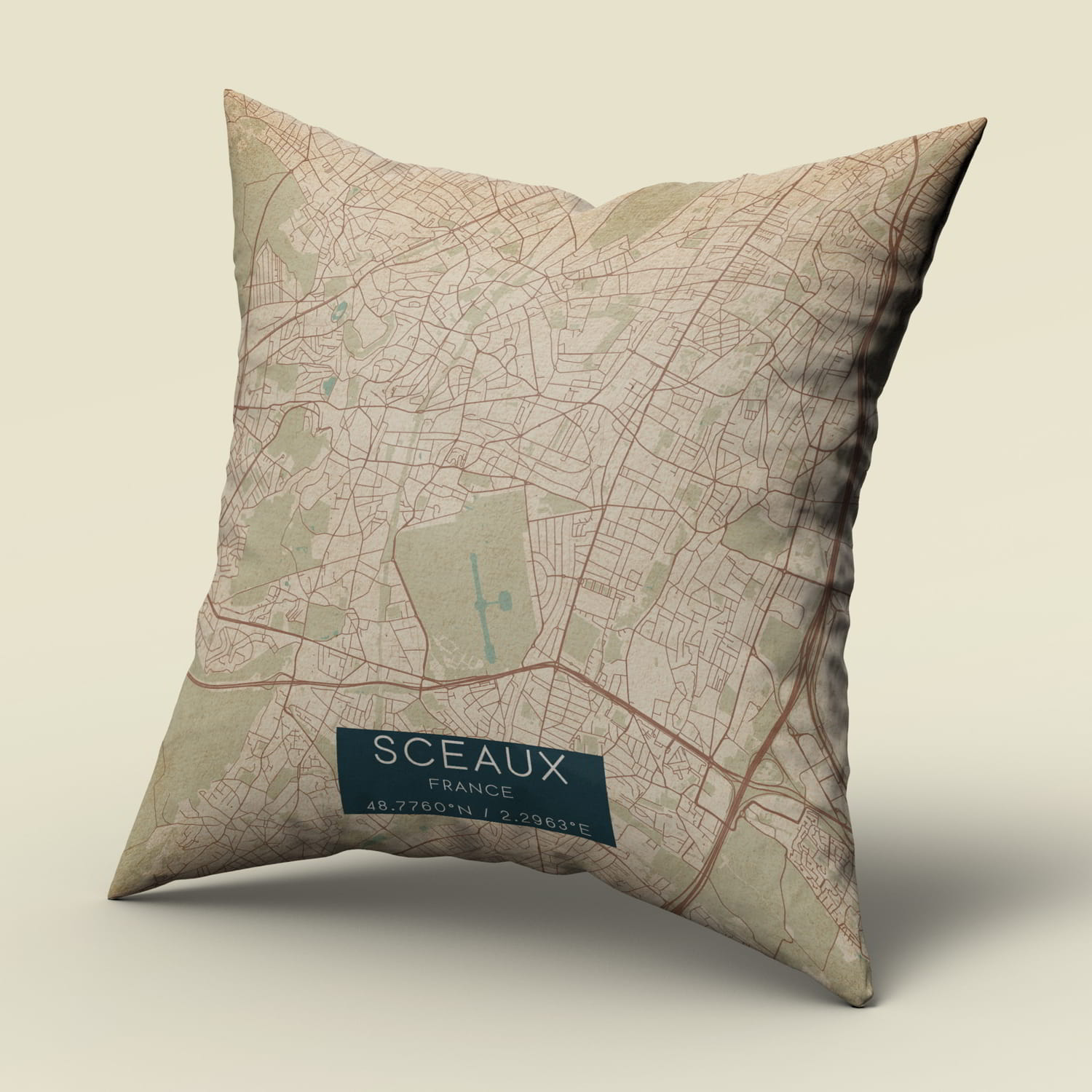 Vintage Sceaux France Map Pillow, Custom Double Sided Pillow - Custom ...