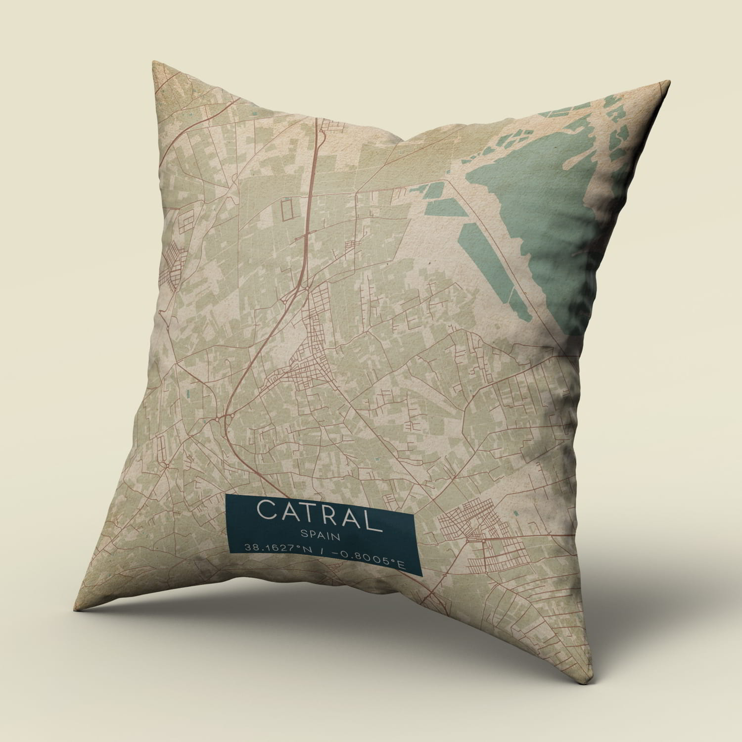 Vintage Catral Spain Map Pillow, Custom Double Sided Pillow - Custom ...