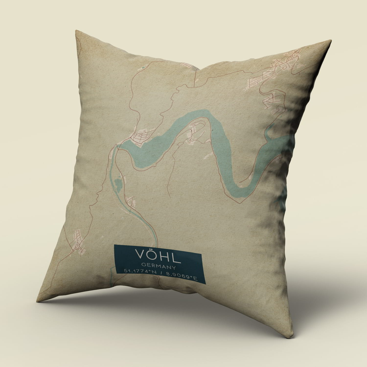 Vintage Vohl Germany Map Pillow, Custom Double Sided Pillow - Custom ...