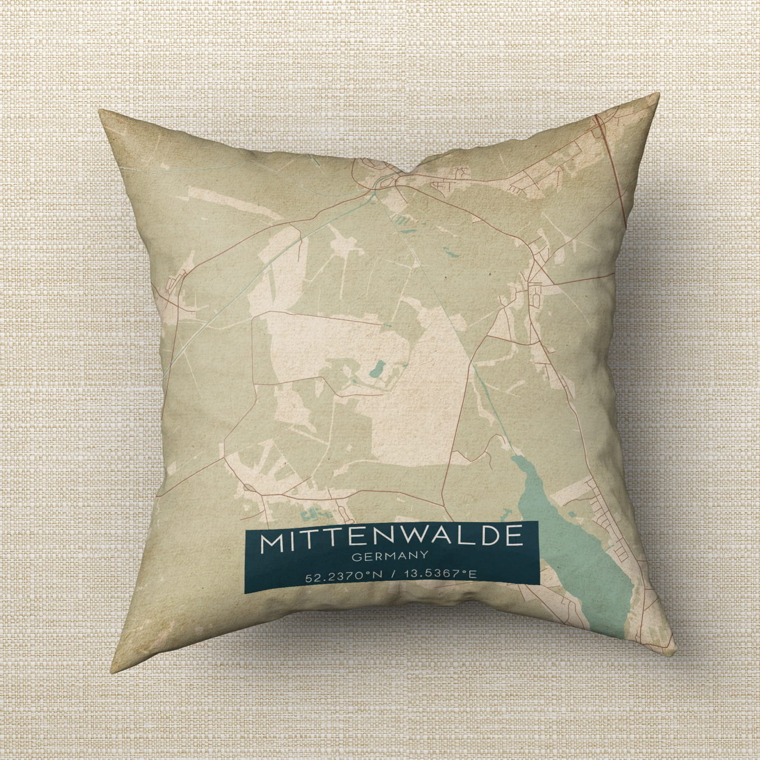 Vintage Mittenwalde Germany Map Pillow, Custom Double Sided Pillow ...