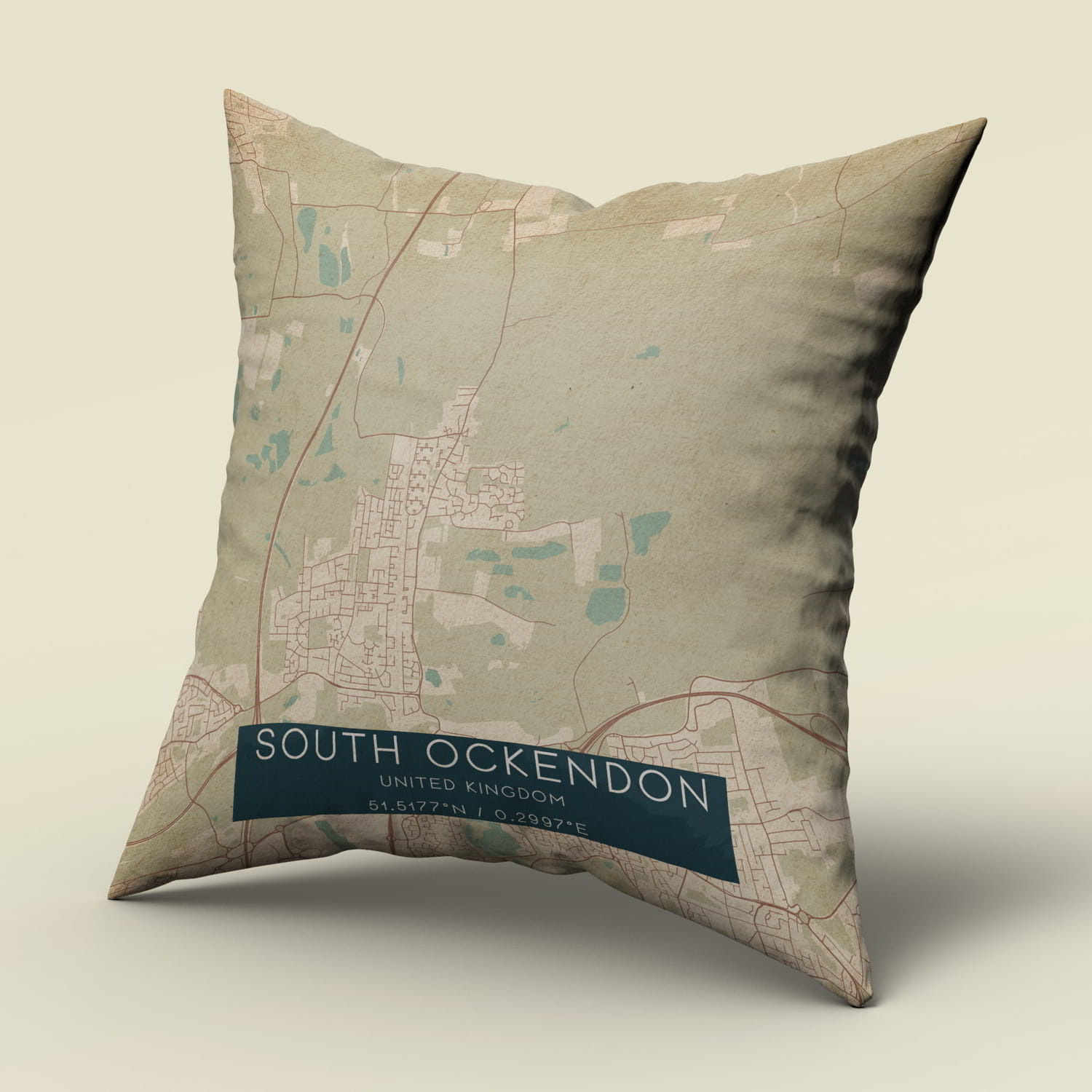 Vintage South Ockendon United Kingdom Map Pillow, Custom Double Sided ...