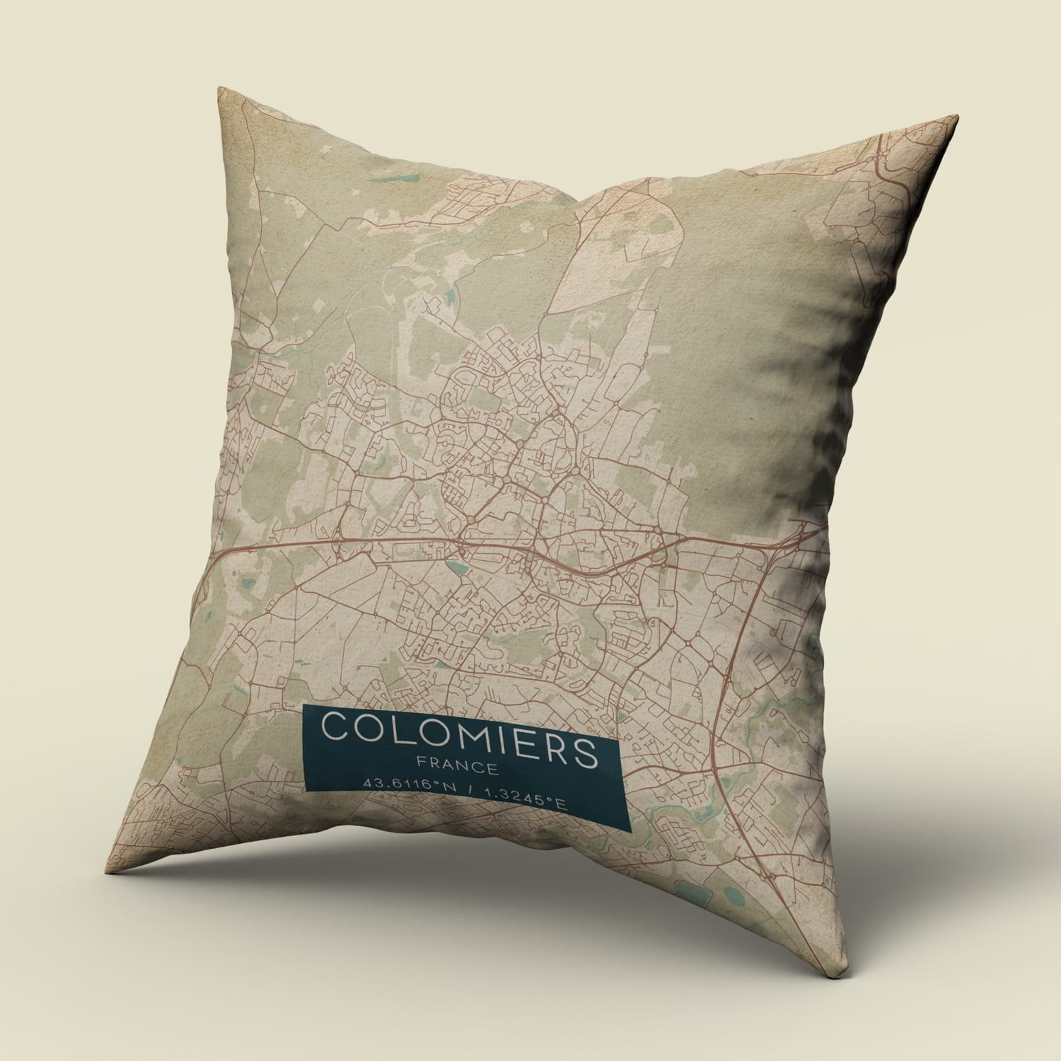 Vintage Colomiers France Map Pillow, Custom Double Sided Pillow ...