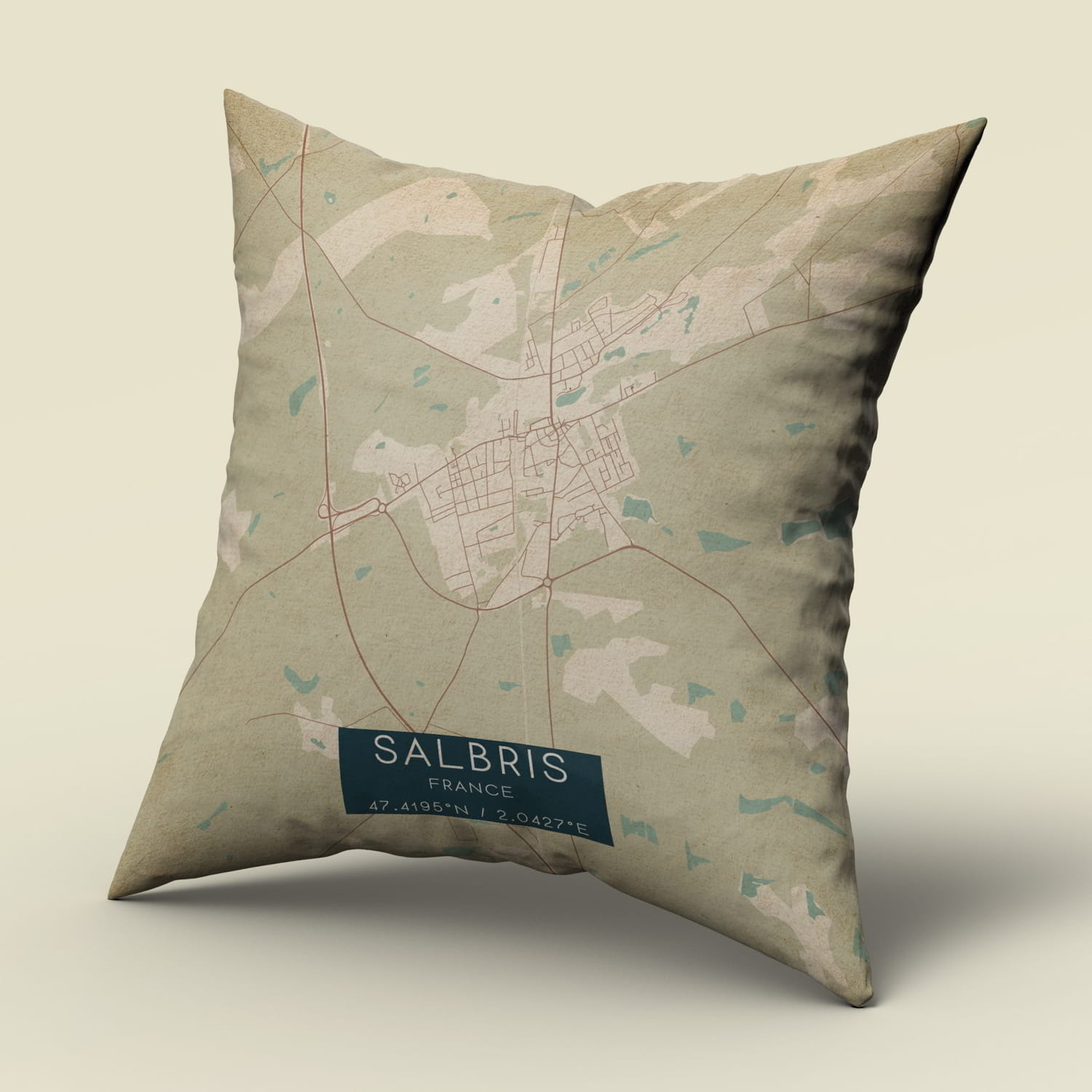 Vintage Salbris France Map Pillow, Custom Double Sided Pillow - Custom ...