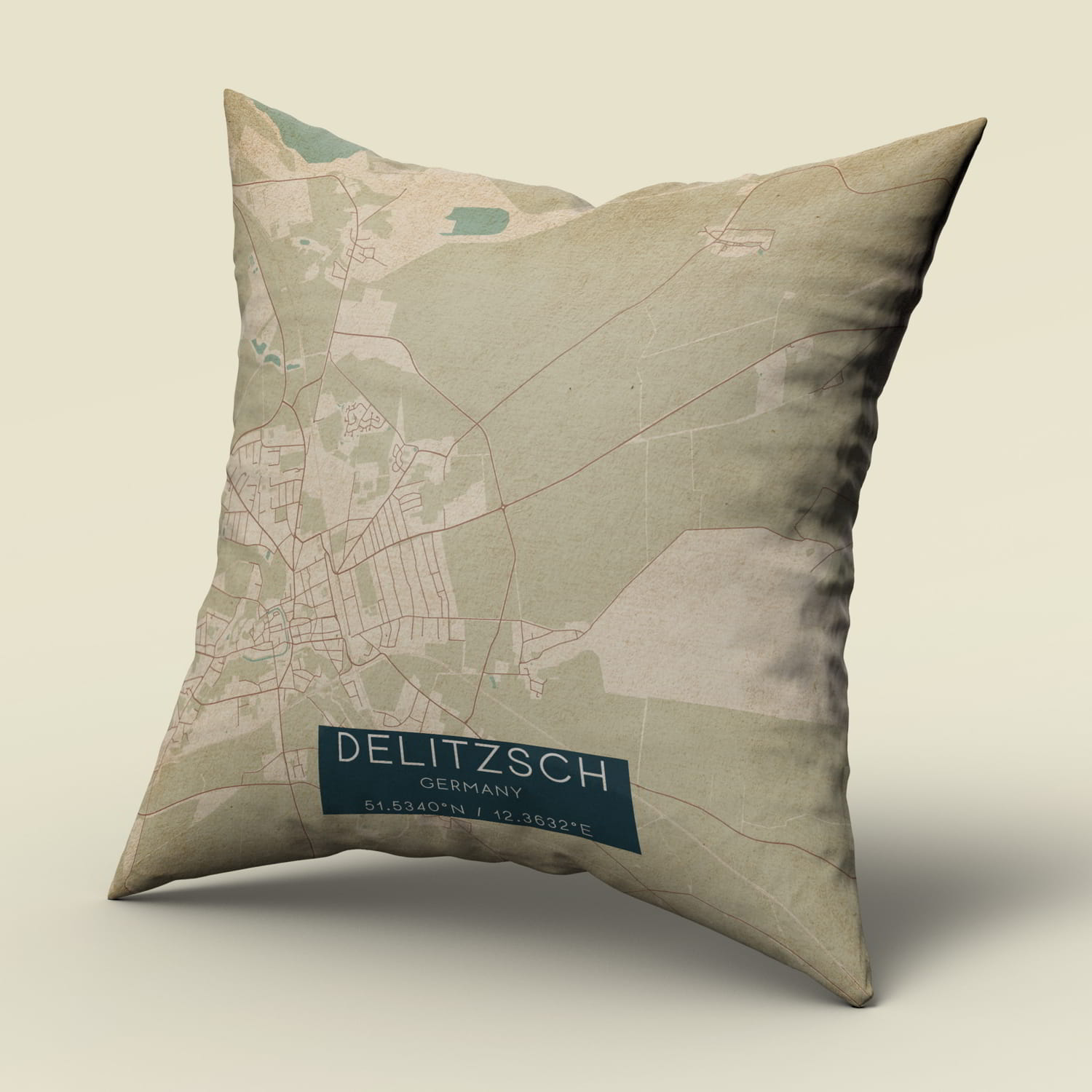 Vintage Delitzsch Germany Map Pillow, Custom Double Sided Pillow ...