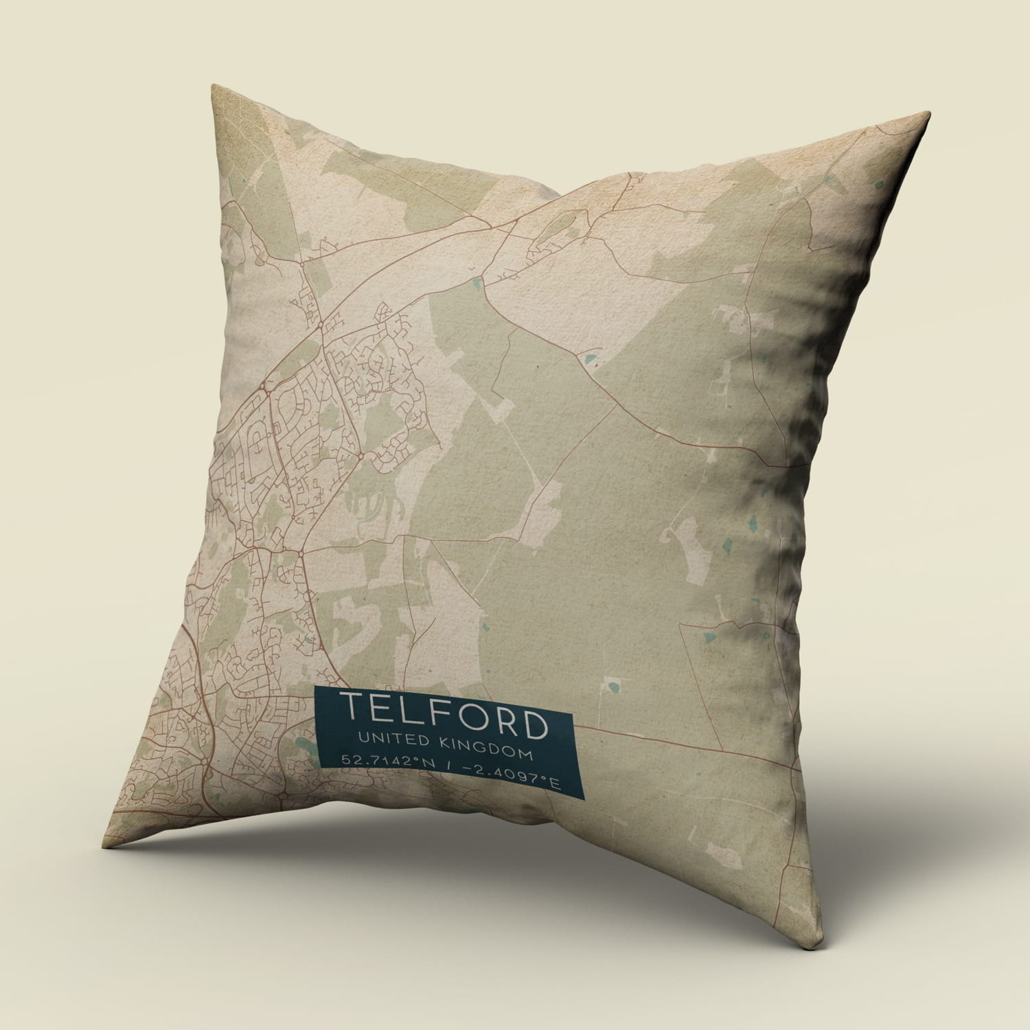 Vintage Muxton United Kingdom Map Pillow, Custom Double Sided Pillow ...