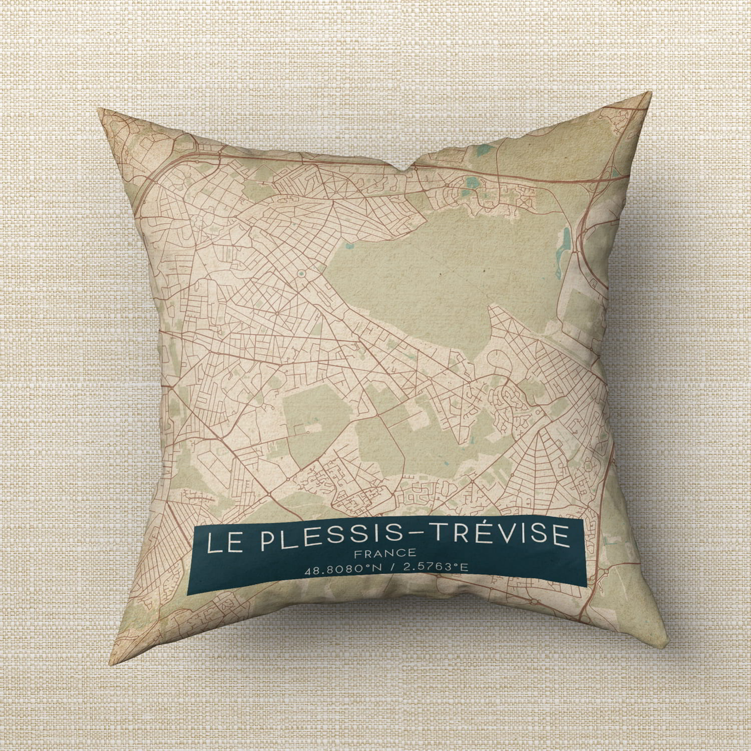 Vintage Le Plessis-Trevise France Map Pillow, Custom Double Sided ...