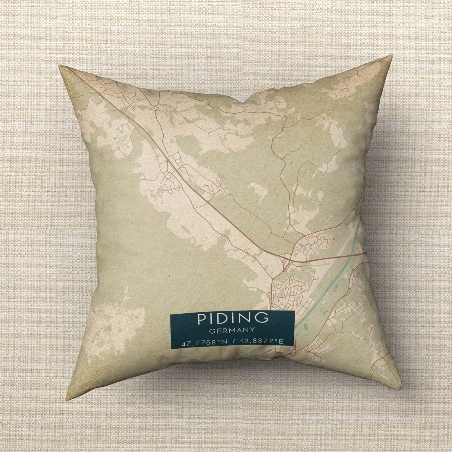 Vintage Piding Germany Map Pillow, Custom Double Sided Pillow - Custom ...