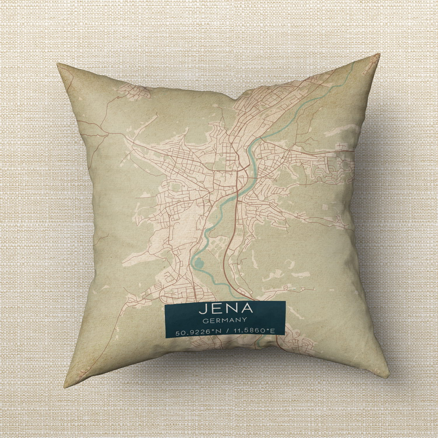 Vintage Jena Germany Map Pillow, Custom Double Sided Pillow - Custom ...