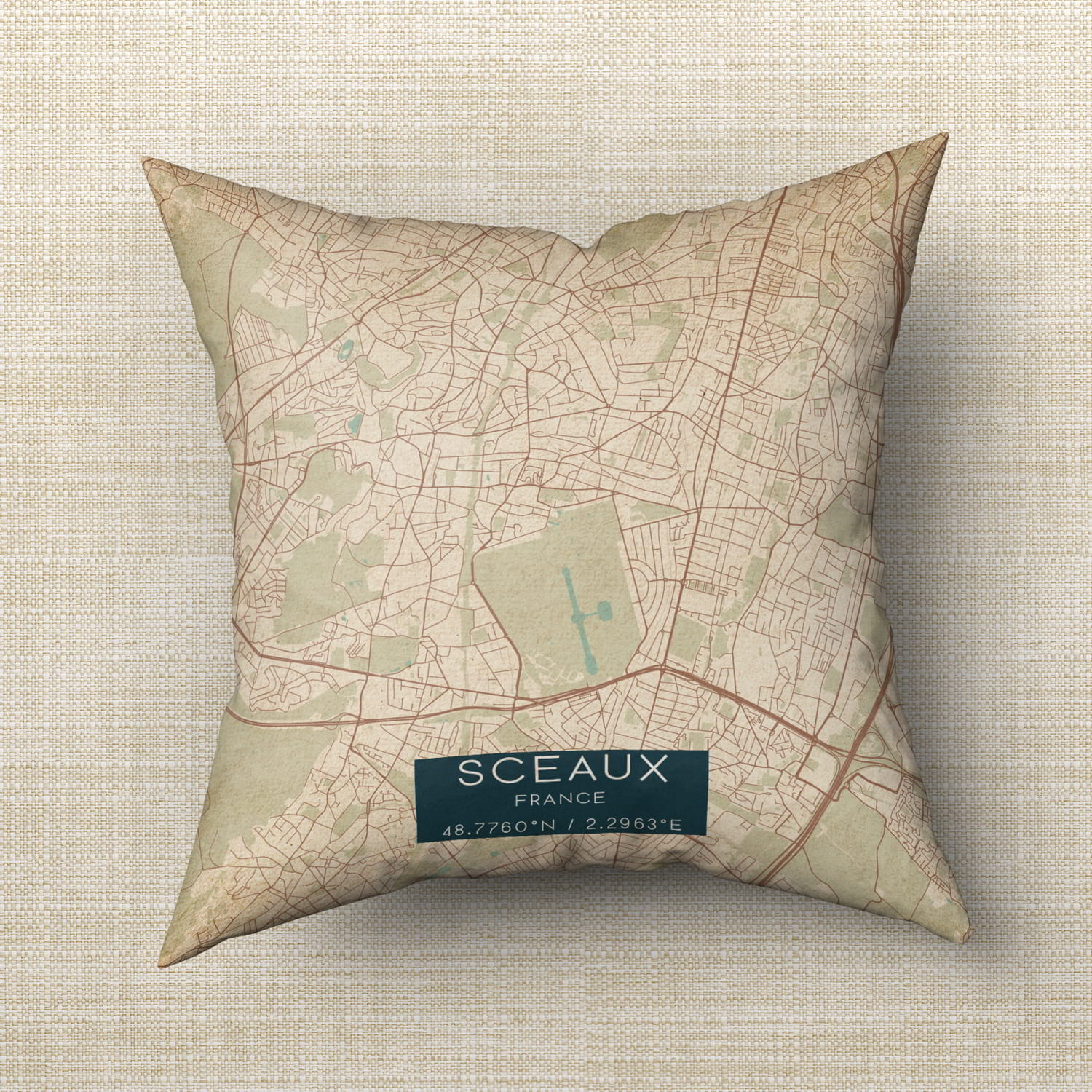 Vintage Sceaux France Map Pillow, Custom Double Sided Pillow - Custom ...