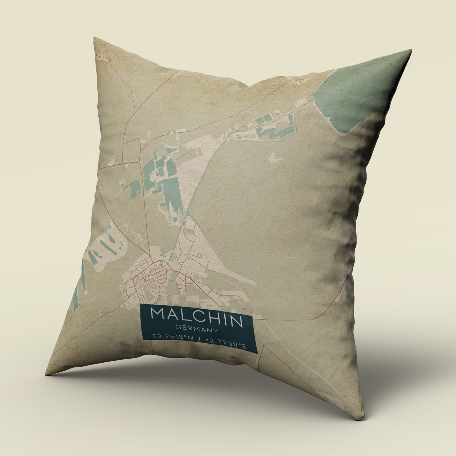 Vintage Malchin Germany Map Pillow, Custom Double Sided Pillow - Custom ...