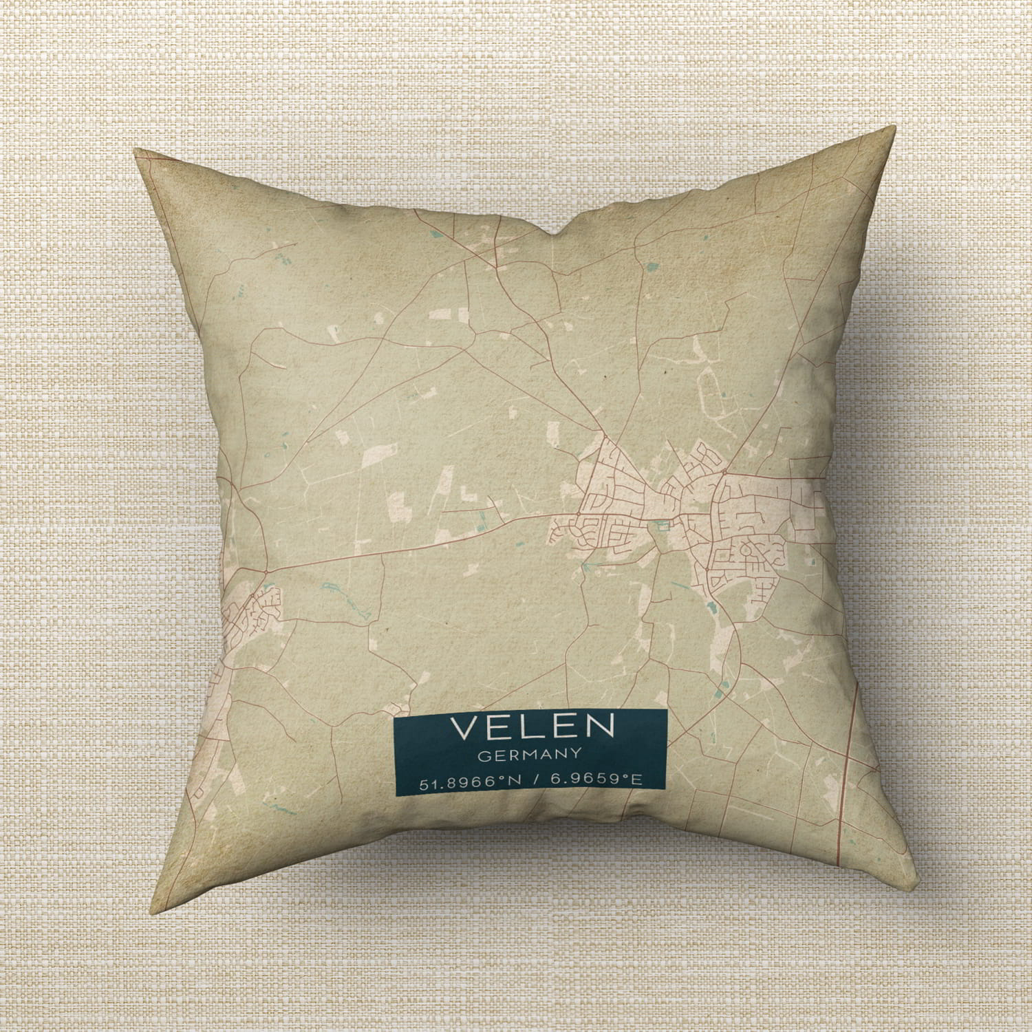 Vintage Velen Germany Map Pillow, Custom Double Sided Pillow - Custom ...