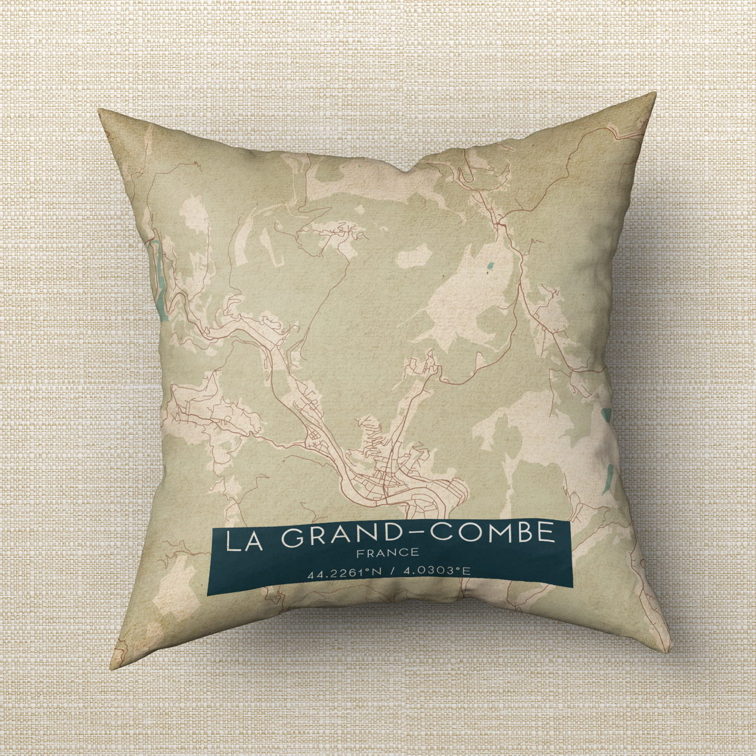Vintage La Grand-Combe France Map Pillow, Custom Double Sided Pillow ...