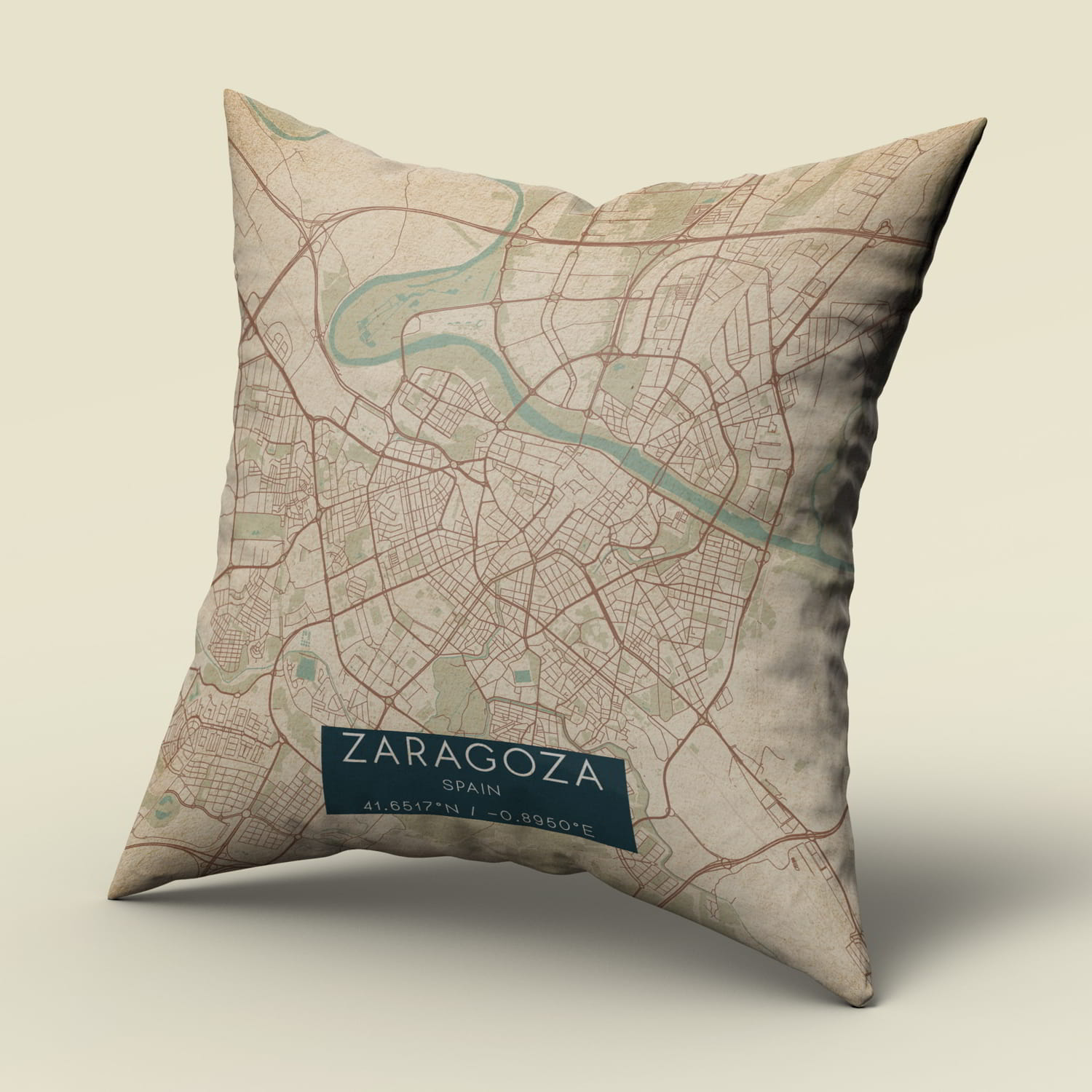 Vintage Zaragoza Spain Map Pillow, Custom Double Sided Pillow - Custom ...