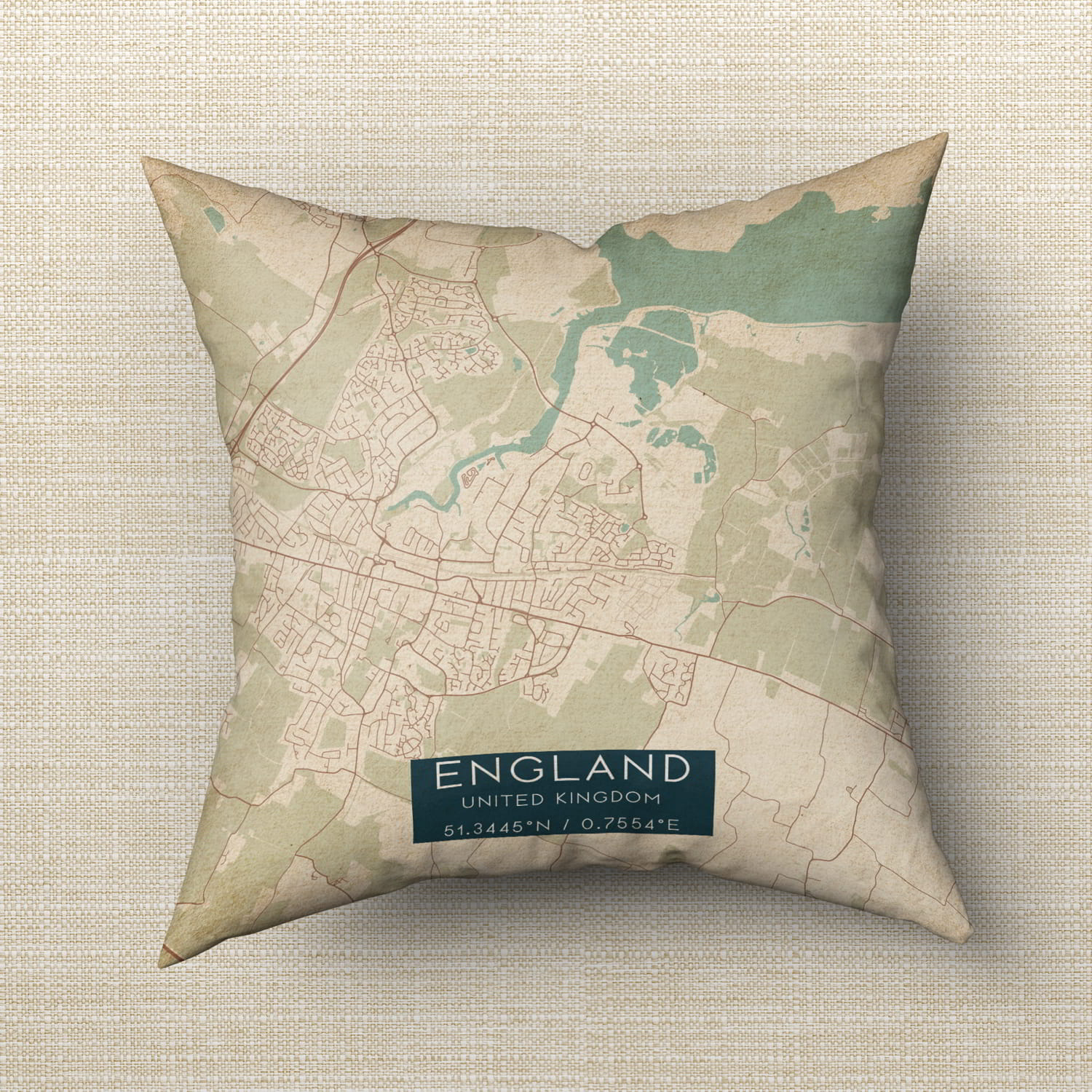 Vintage Murston United Kingdom Map Pillow, Custom Double Sided Pillow ...