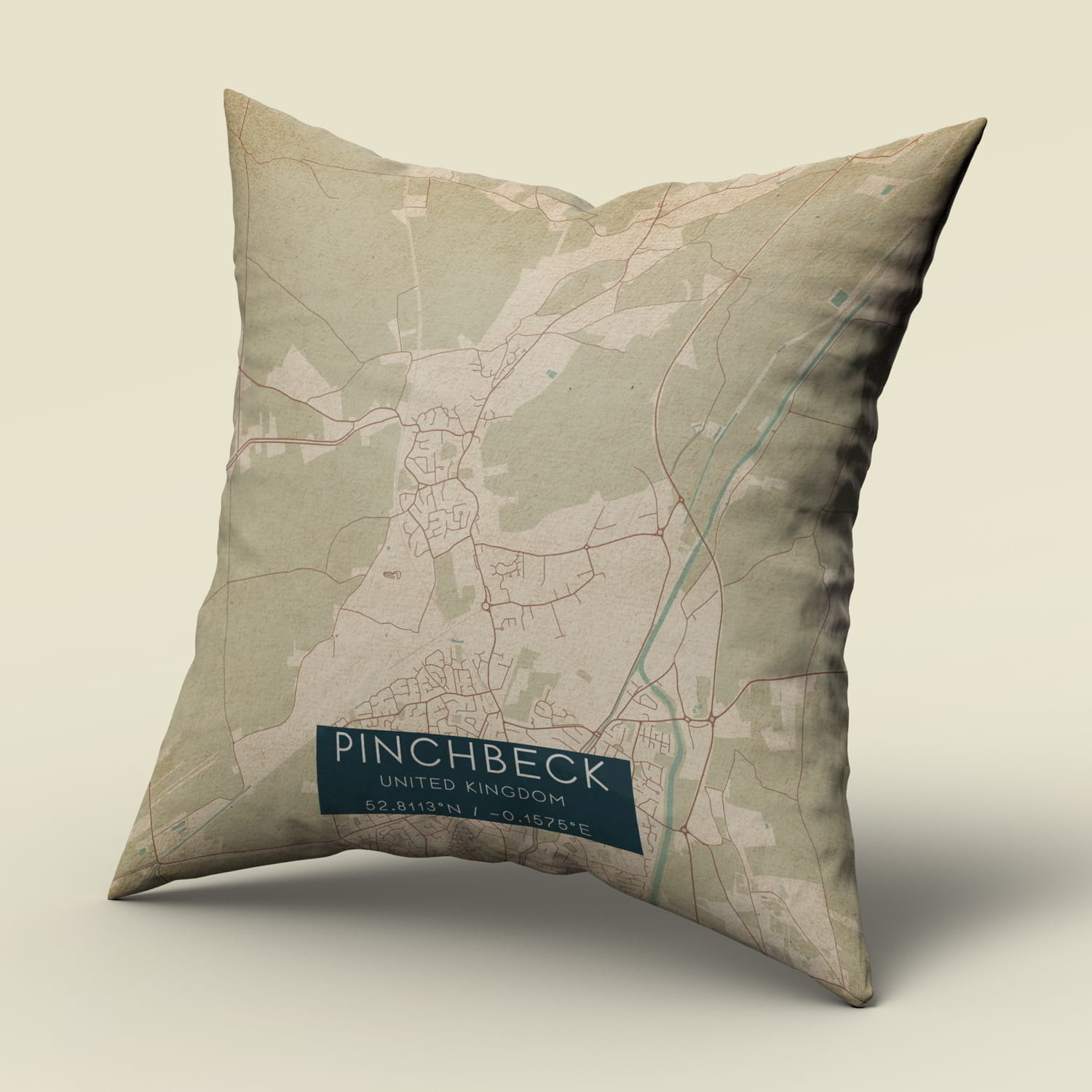 Vintage Pinchbeck United Kingdom Map Pillow, Custom Double Sided Pillow ...