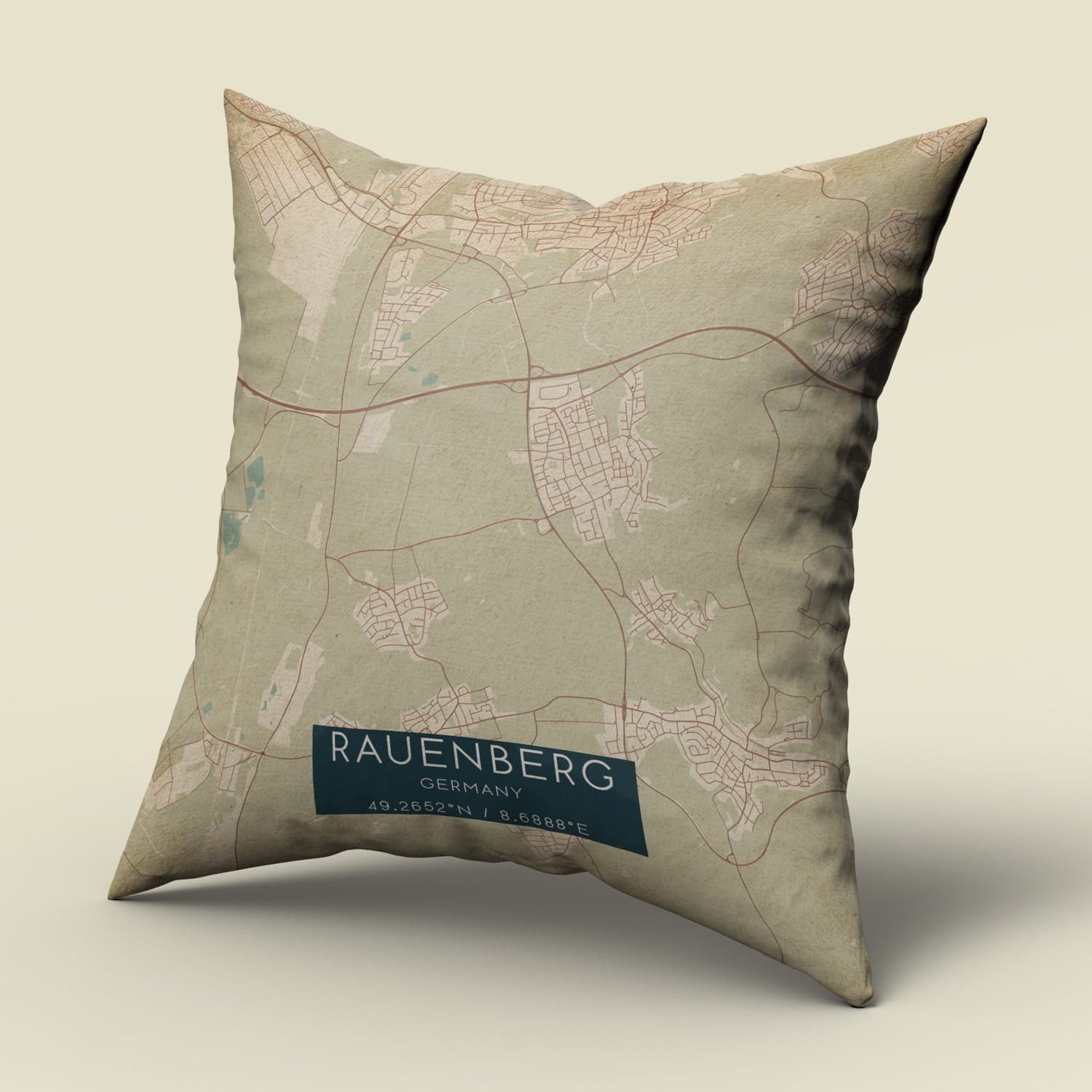 Vintage Rauenberg Germany Map Pillow, Custom Double Sided Pillow ...