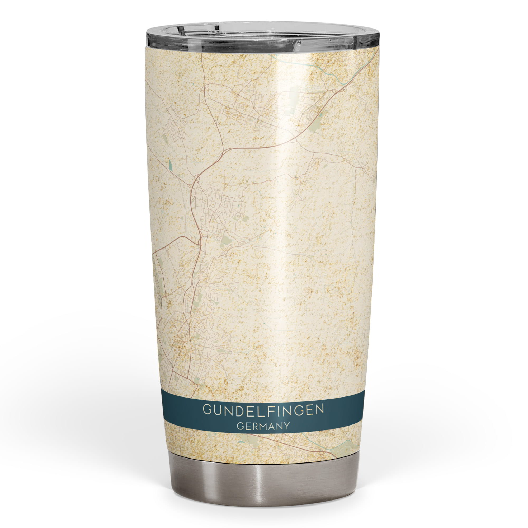 Vintage Gundelfingen Germany Map Tumbler - 20oz Stainless Steel Travel ...