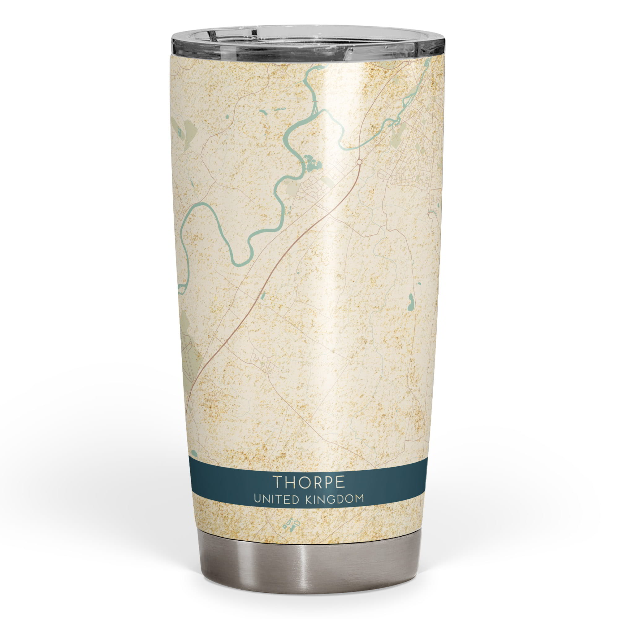Vintage Thorpe United Kingdom Map Tumbler - 20oz Stainless Steel Travel ...