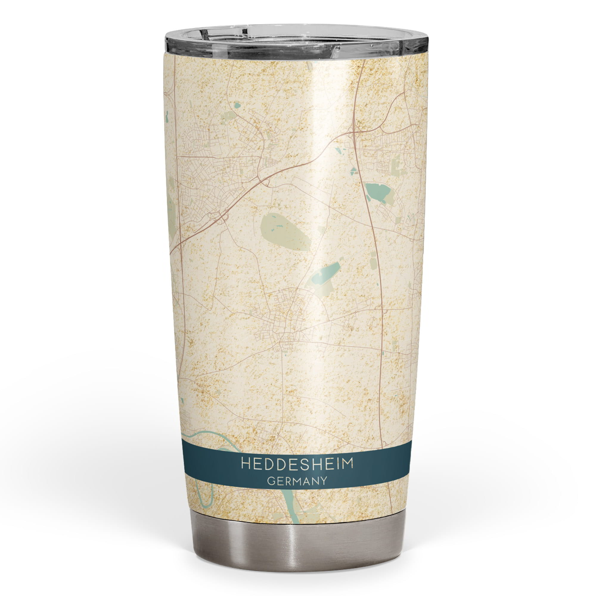 Vintage Heddesheim Germany Map Tumbler - 20oz Stainless Steel Travel ...
