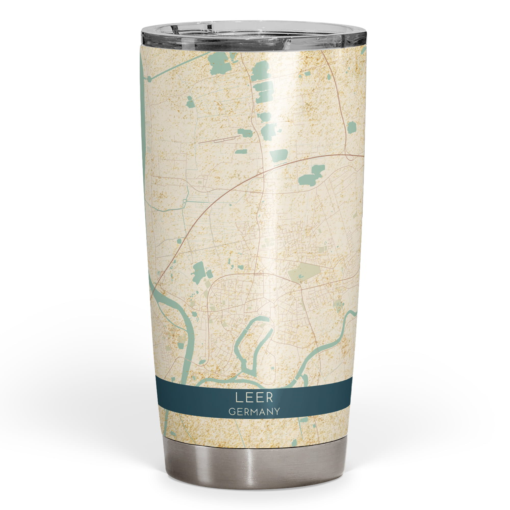 Vintage Leer Germany Map Tumbler - 20oz Stainless Steel Travel Tumbler ...