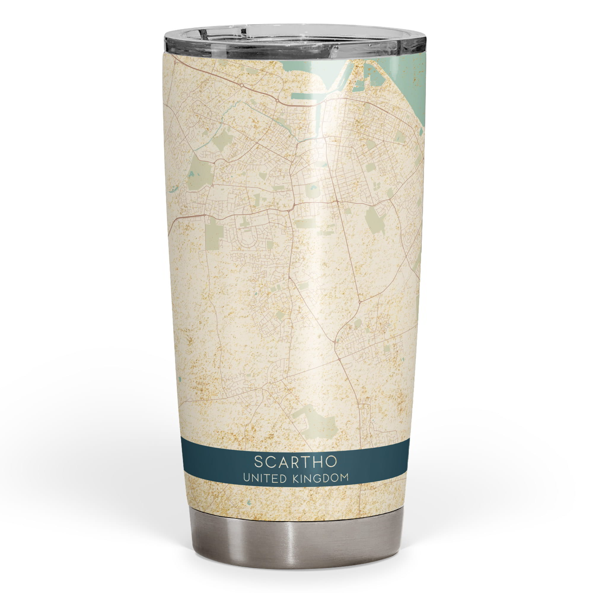 Vintage Scartho United Kingdom Map Tumbler - 20oz Stainless Steel ...