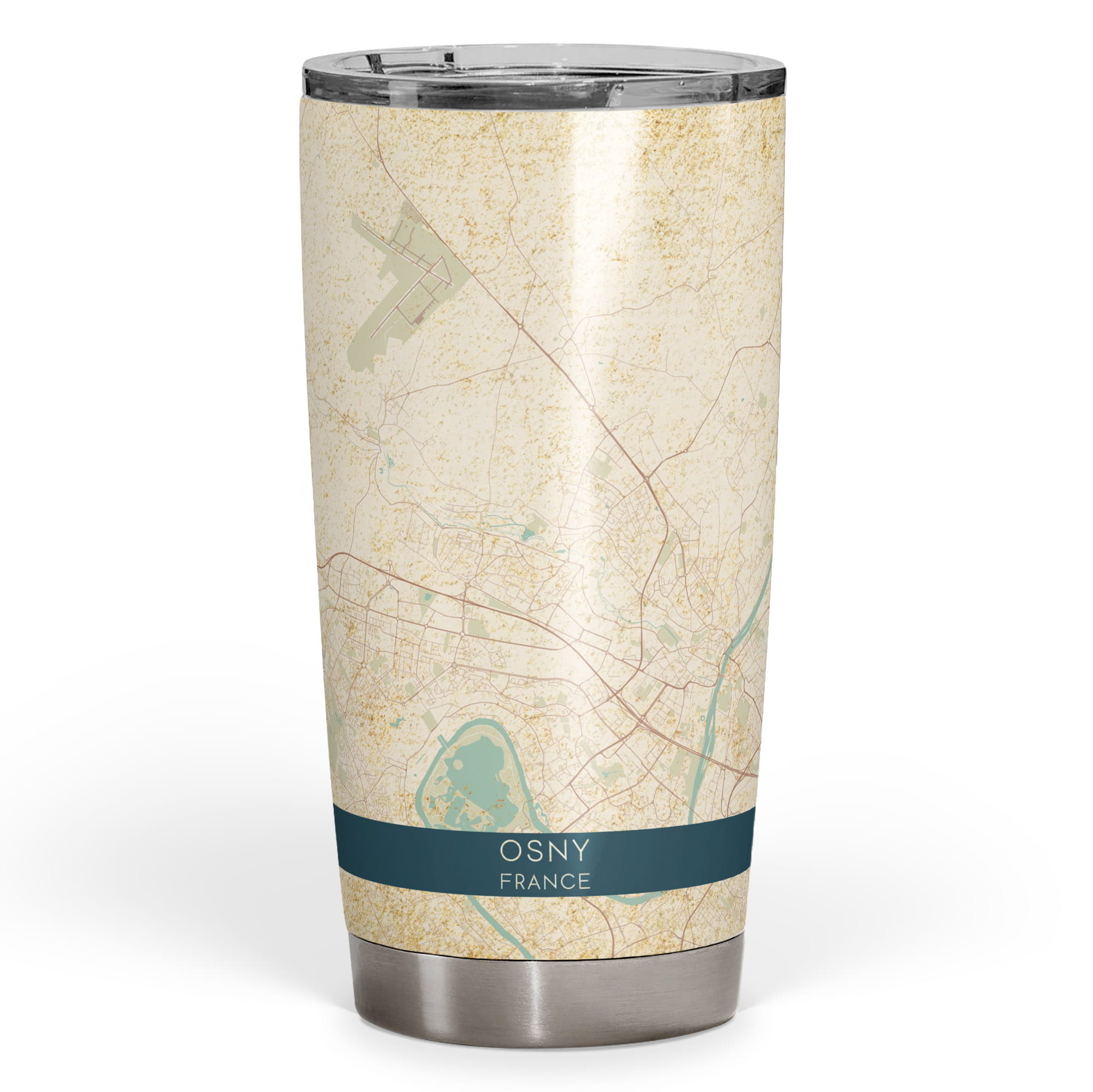 Vintage Osny France Map Tumbler - 20oz Stainless Steel Travel Tumbler ...