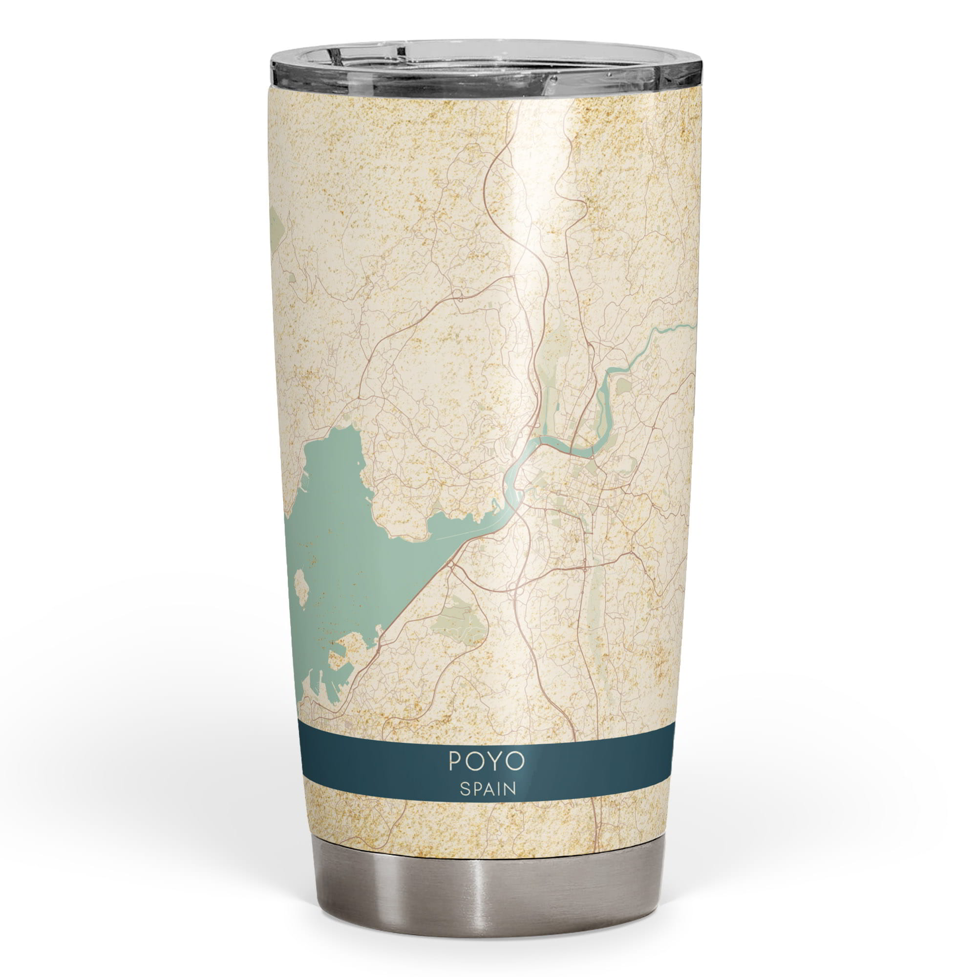 Vintage Poyo Spain Map Tumbler - 20oz Stainless Steel Travel Tumbler ...
