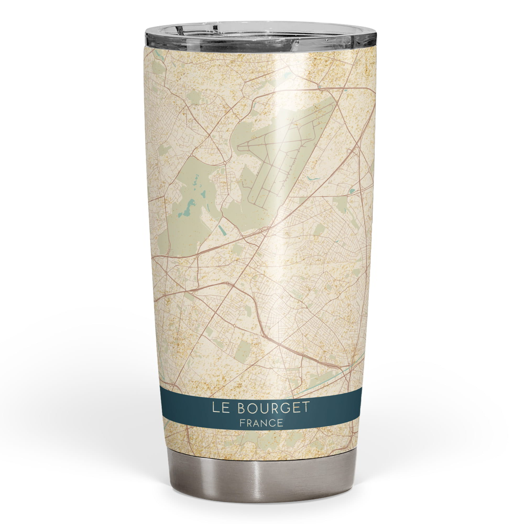 Vintage Le Bourget France Map Tumbler - 20oz Stainless Steel Travel ...