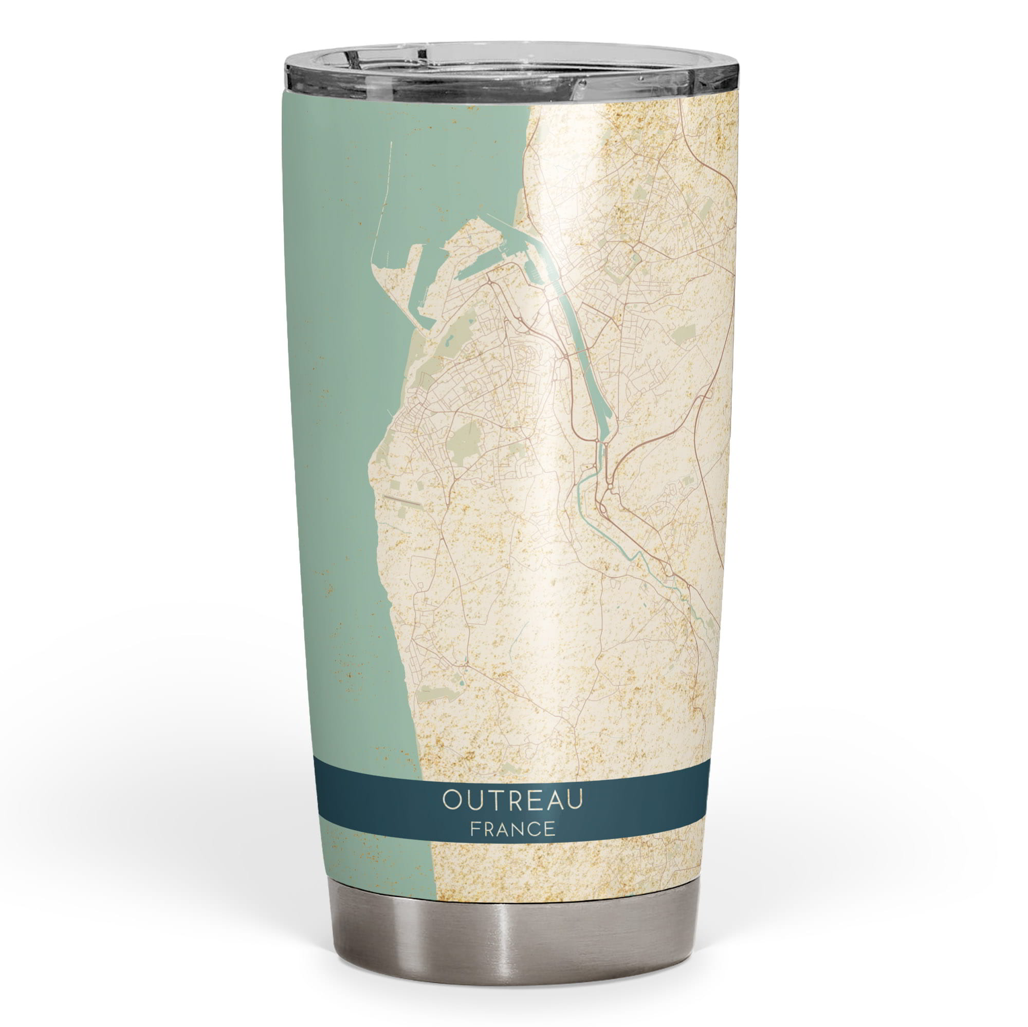 Vintage Outreau France Map Tumbler - 20oz Stainless Steel Travel ...