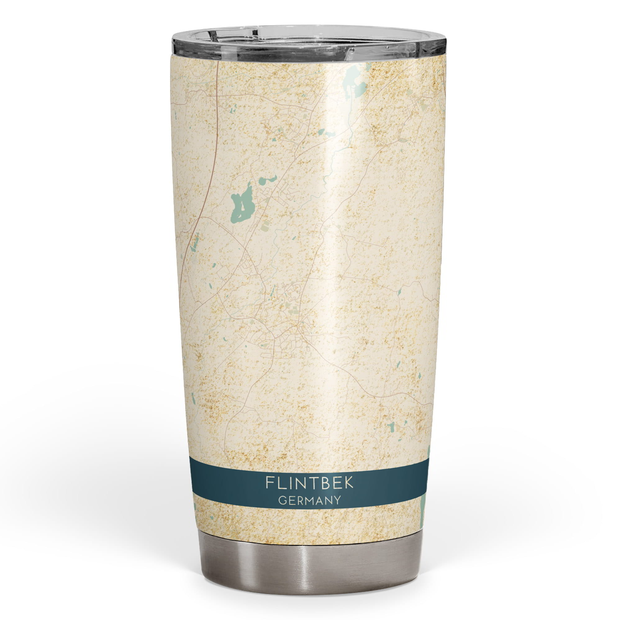 Vintage Flintbek Germany Map Tumbler - 20oz Stainless Steel Travel ...