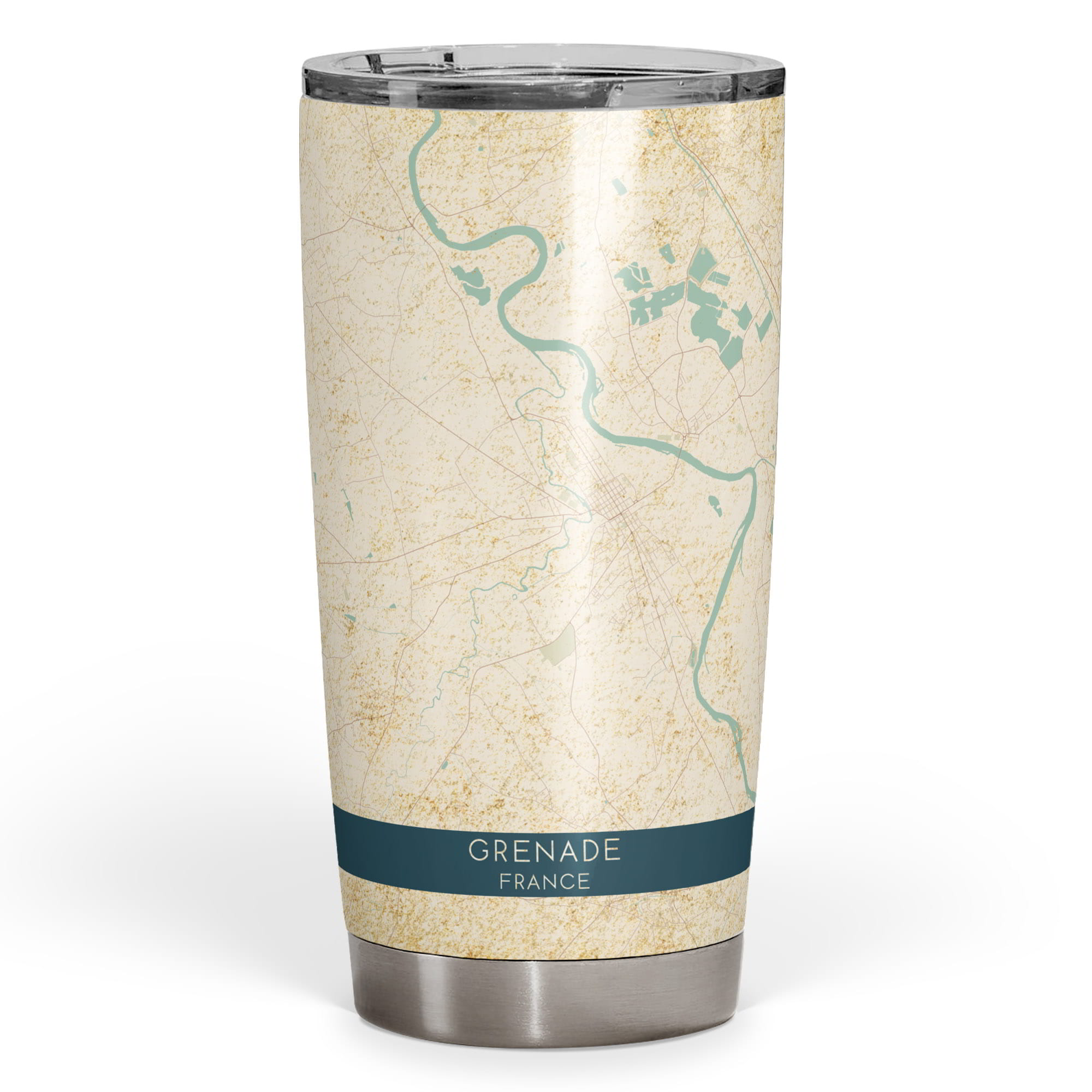 Vintage Grenade France Map Tumbler - 20oz Stainless Steel Travel ...